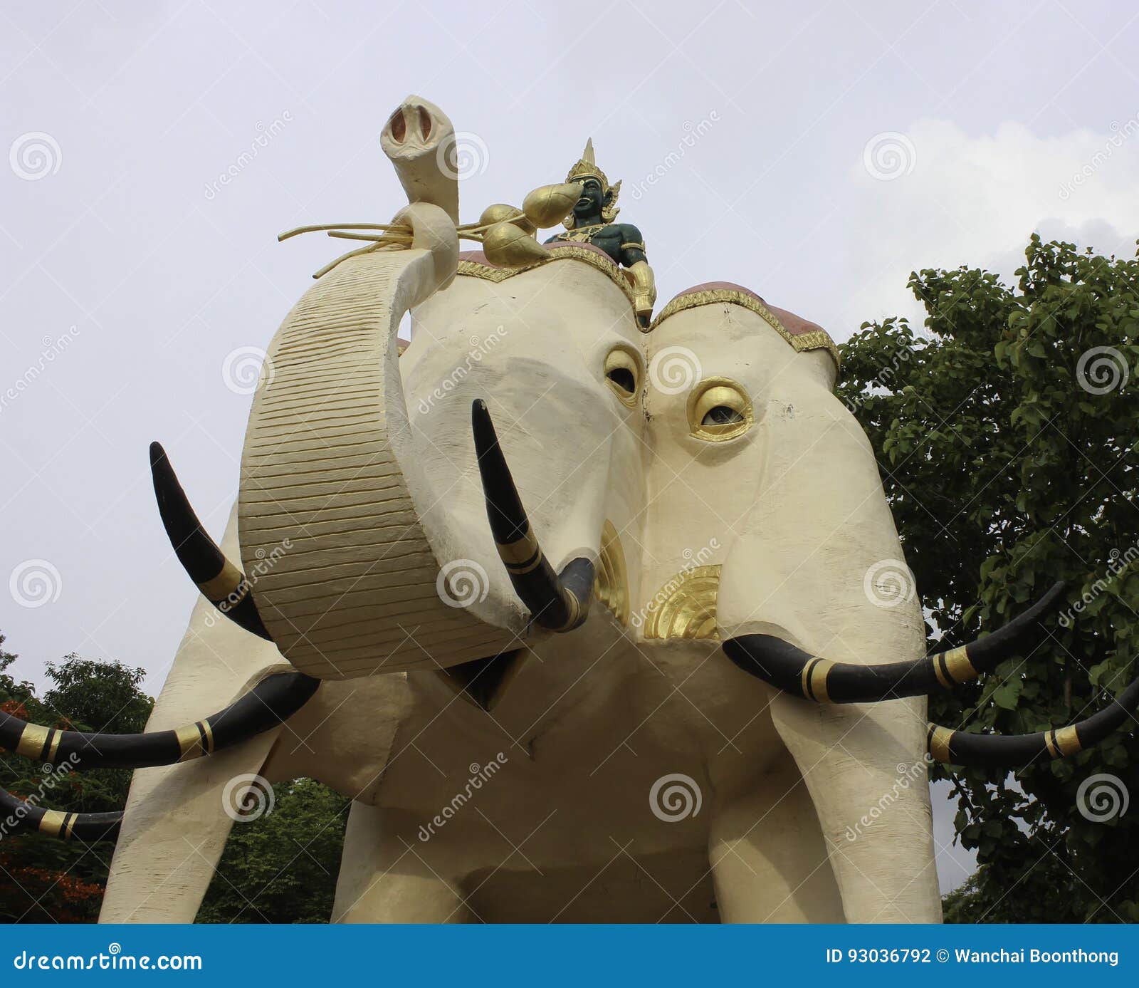 Three Elephant Head Statue stock photo. Image of thailand - 93036792