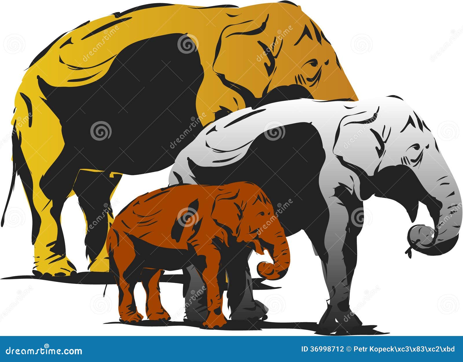Three Elephants stock illustration. Illustration of safari - 36998712