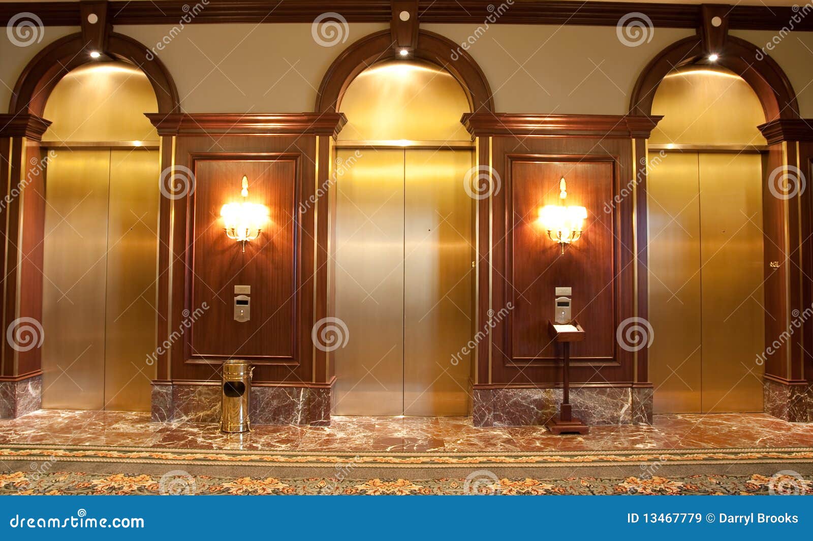 Three Elevators stock image. Image of interior, marble - 13467779