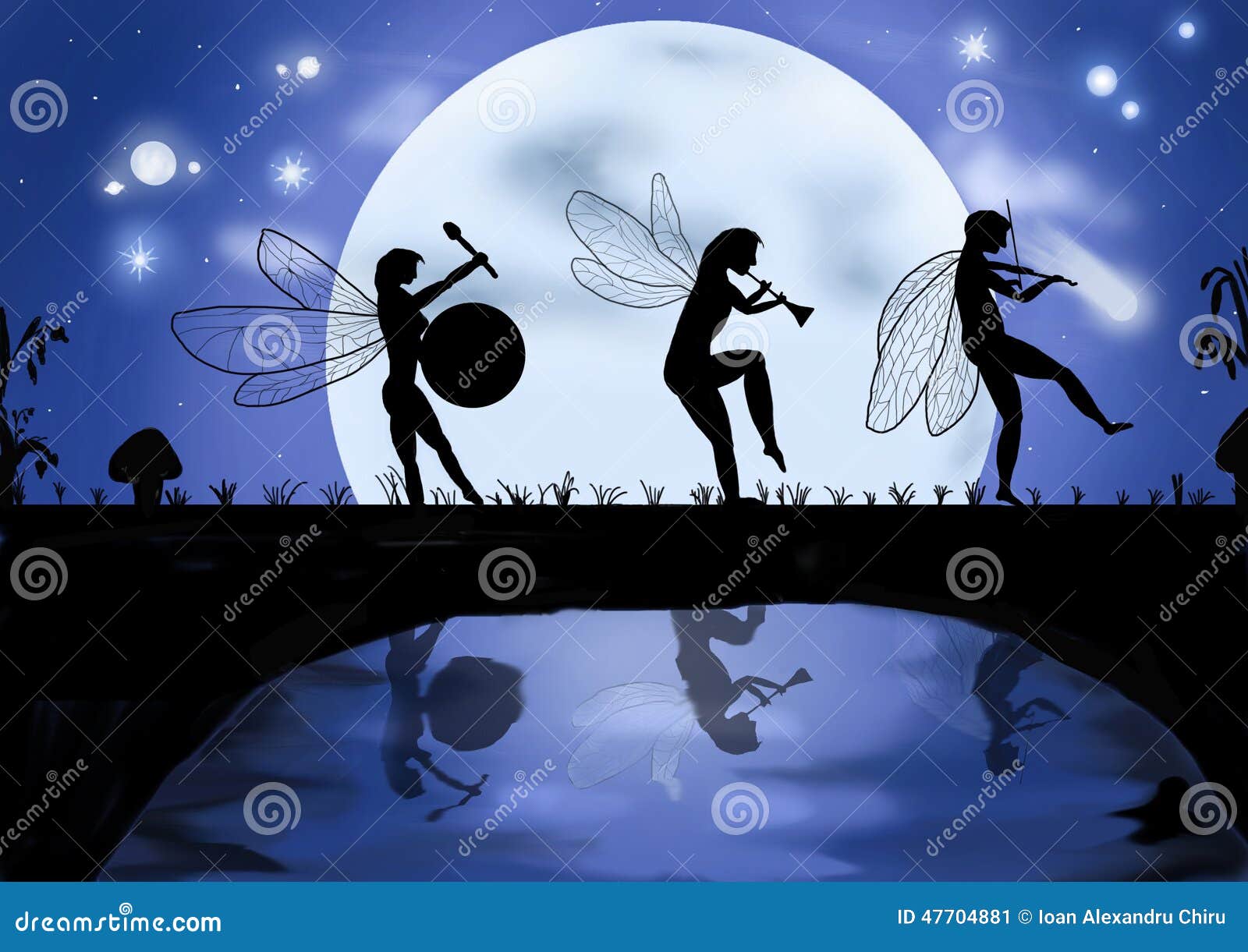 Three Elves Dancing and Singing Stock Illustration - Illustration of ...