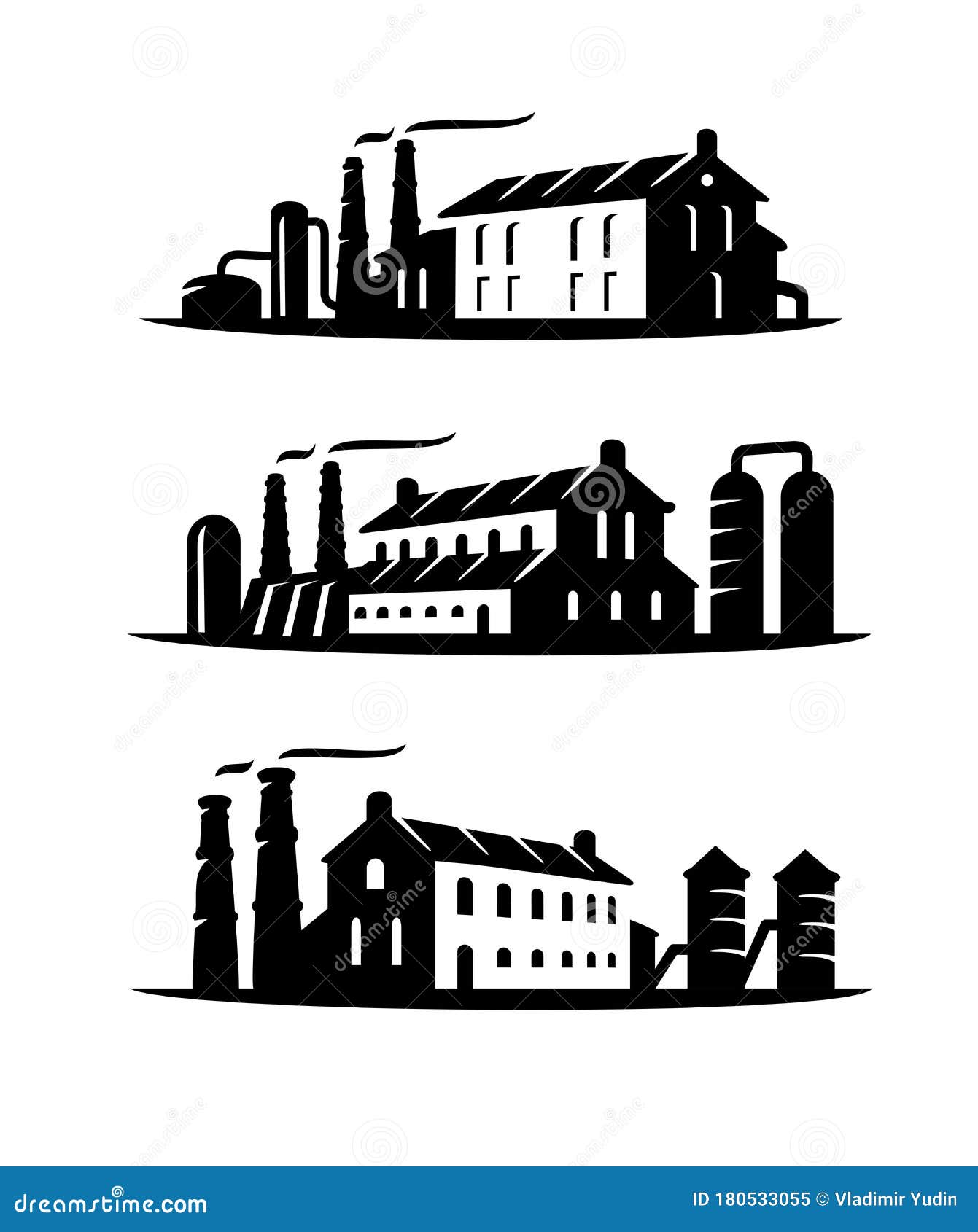 Three Emblems of an Industrial Plant Stock Vector - Illustration of ...