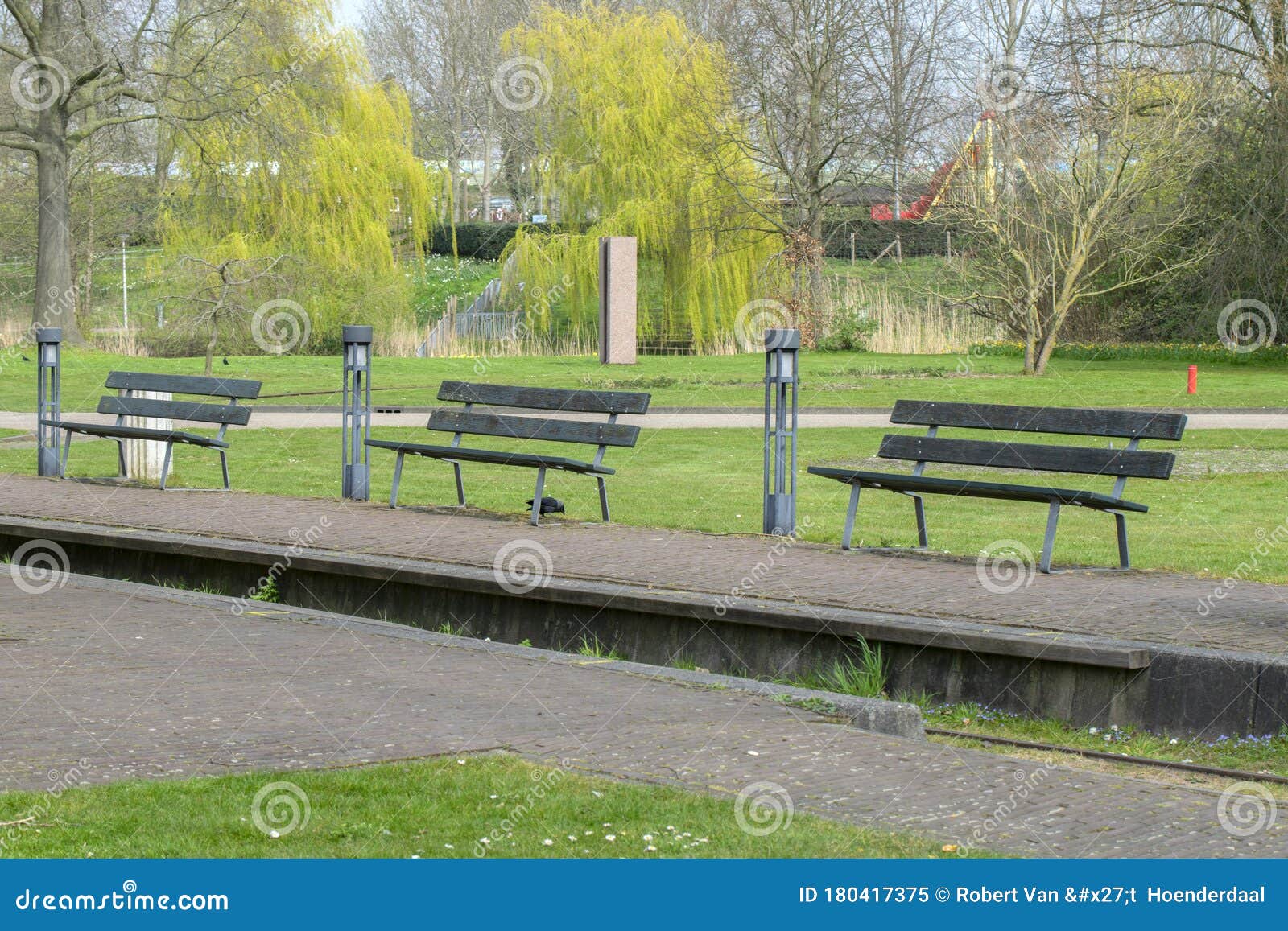 Three Empty Benches at the Amstelpark Amsterdam the Netherlands 2020 ...