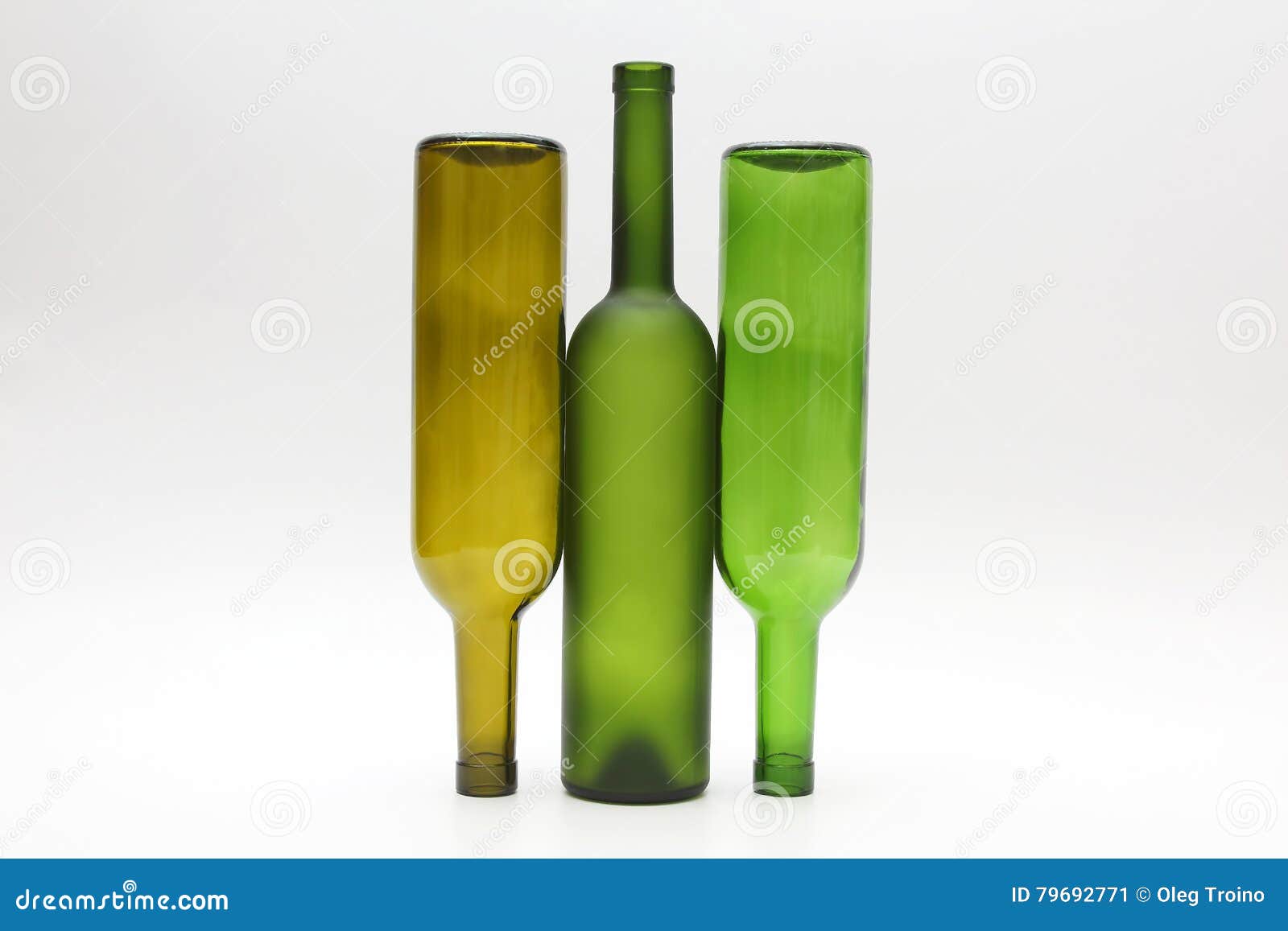 Three Empty Bottles of Wine on White Background Stock Image - Image of ...