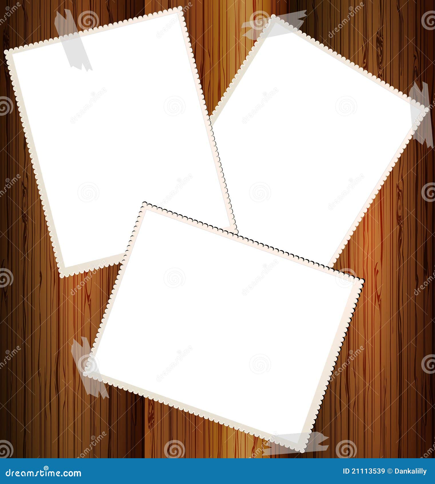 Three Empty Cards on a Wooden Wall Stock Vector - Illustration of ...