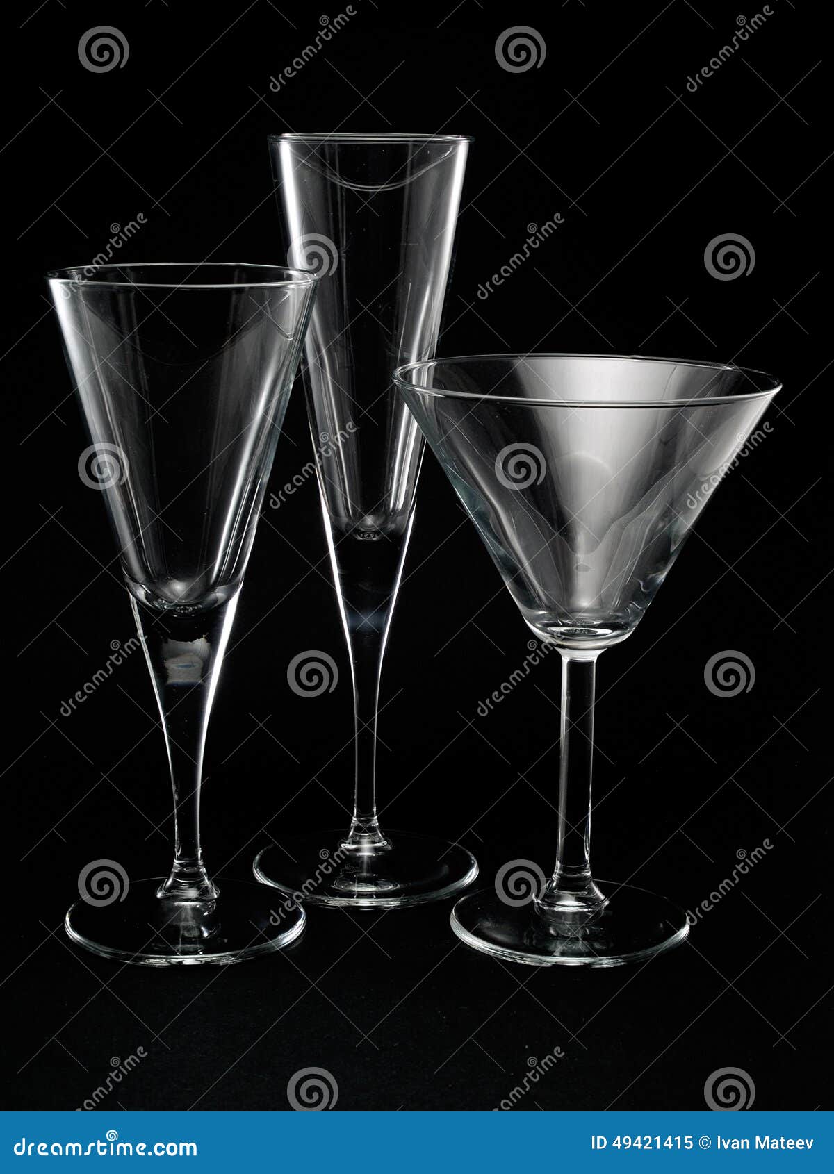 Three Empty Cocktail Glasses Stock Image - Image of glass, cocktail ...