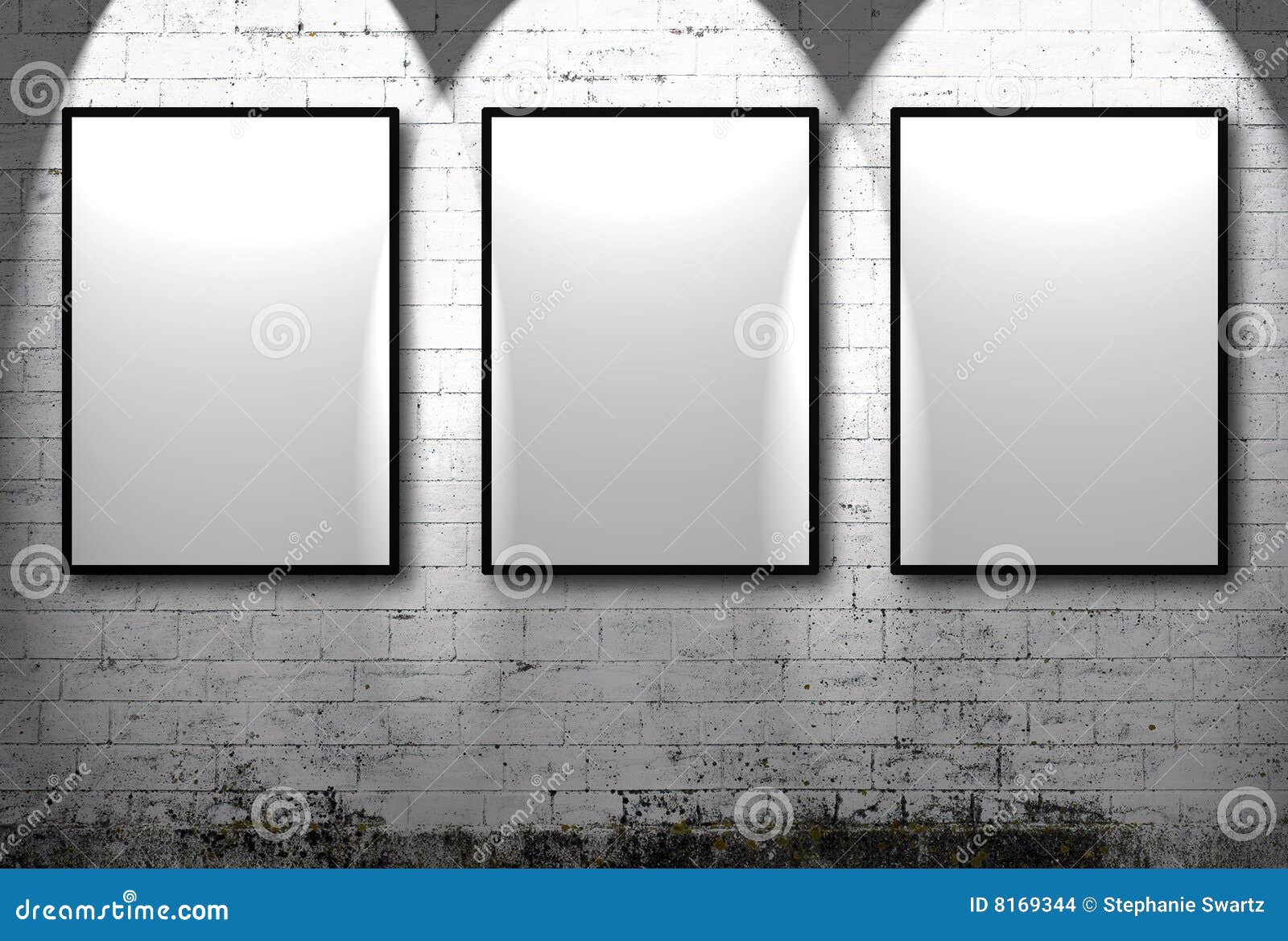 Three empty frames stock photo. Image of brick, exhibition - 8169344