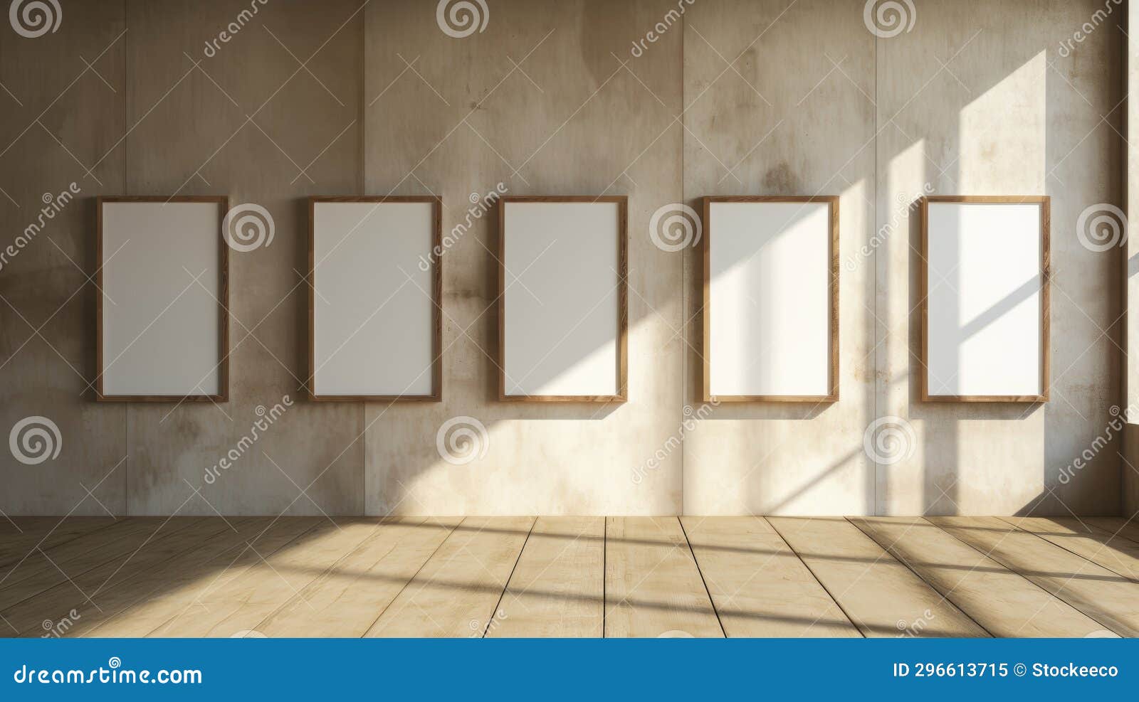 Empty Art Gallery with Rustic Figurative Frames and White Sky ...