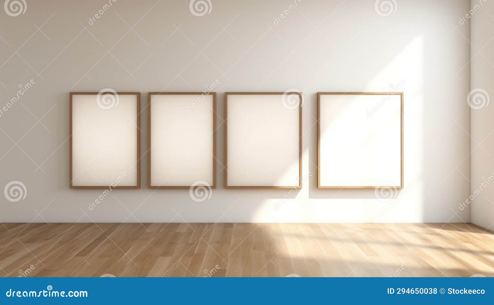 Empty White Framed Portraits in Wood Gallery: Minimalist Abstract 3d ...