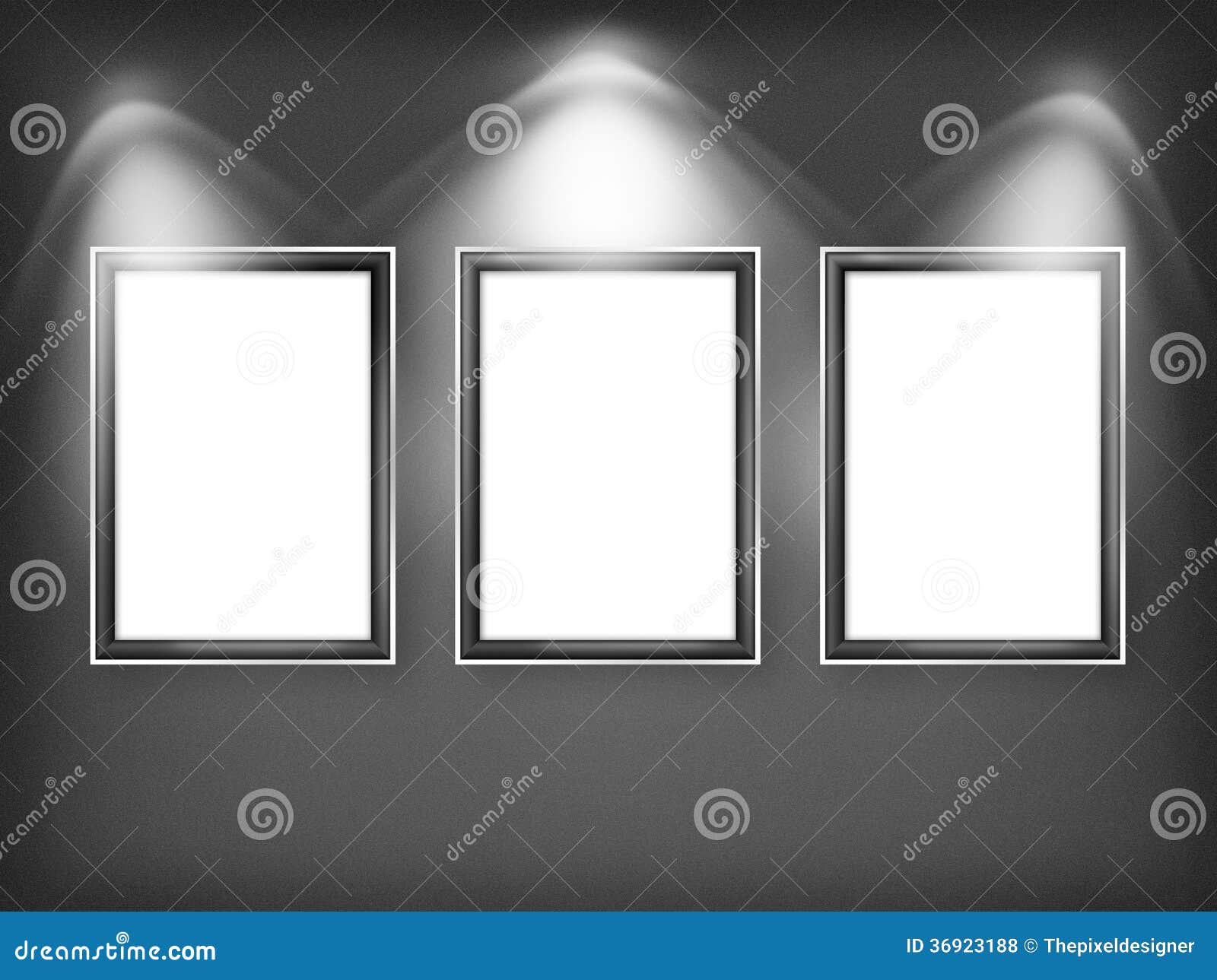 Three Empty Frames on a Wall Stock Illustration - Illustration of ...