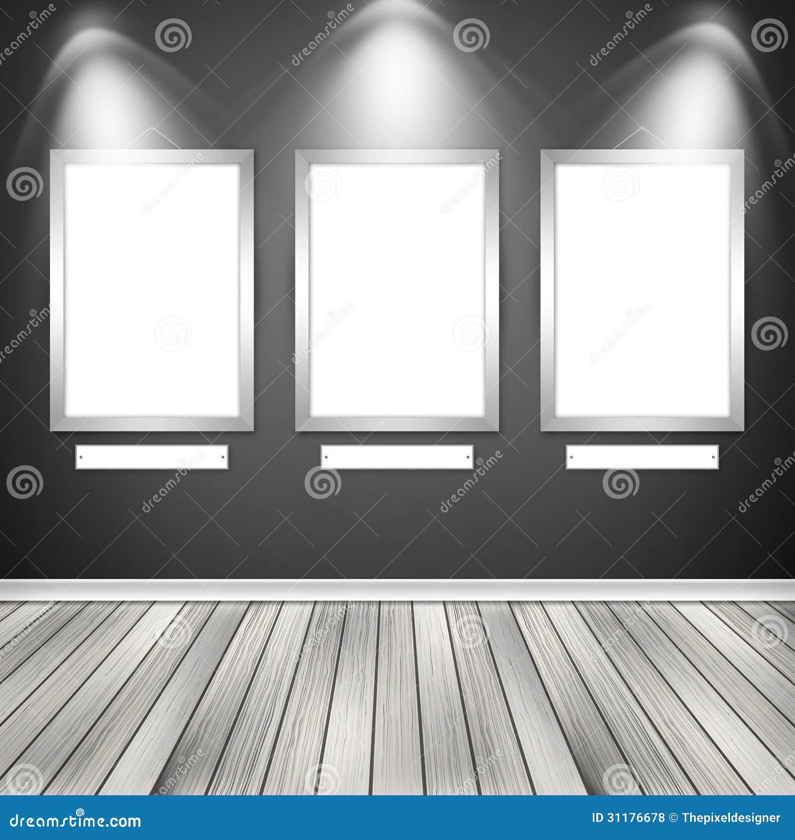 Three Empty Frames on a Wall Stock Illustration - Illustration of ...