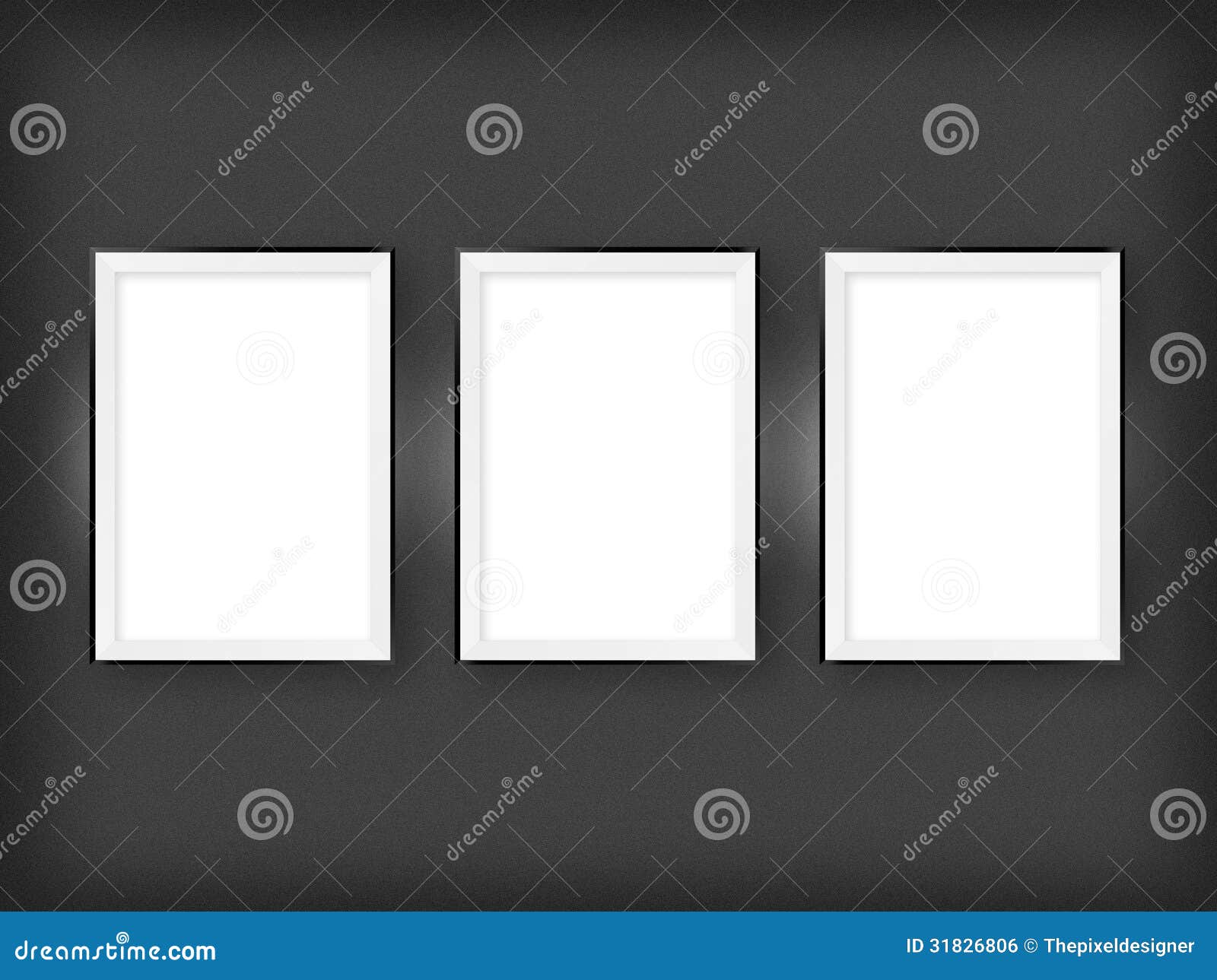 Three Empty Frames on a Wall Stock Illustration - Illustration of ...