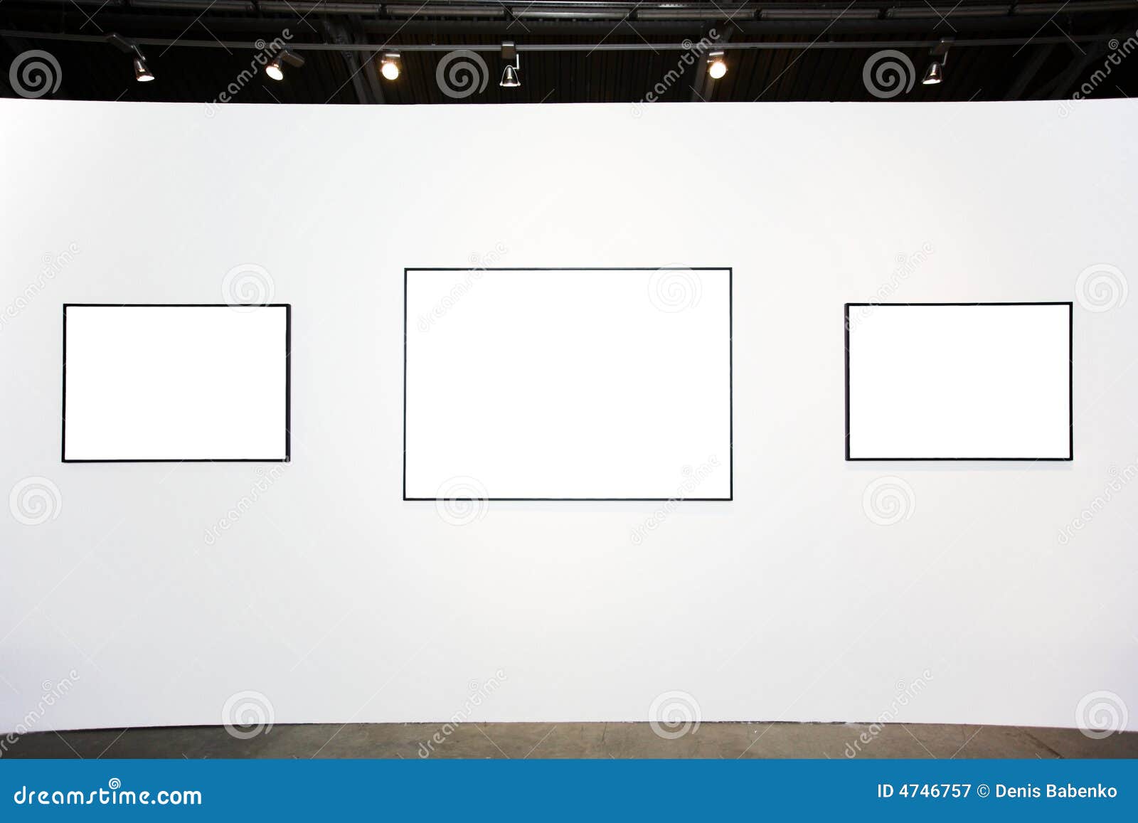 Three Empty Frames on White Wall Stock Image - Image of illuminated ...