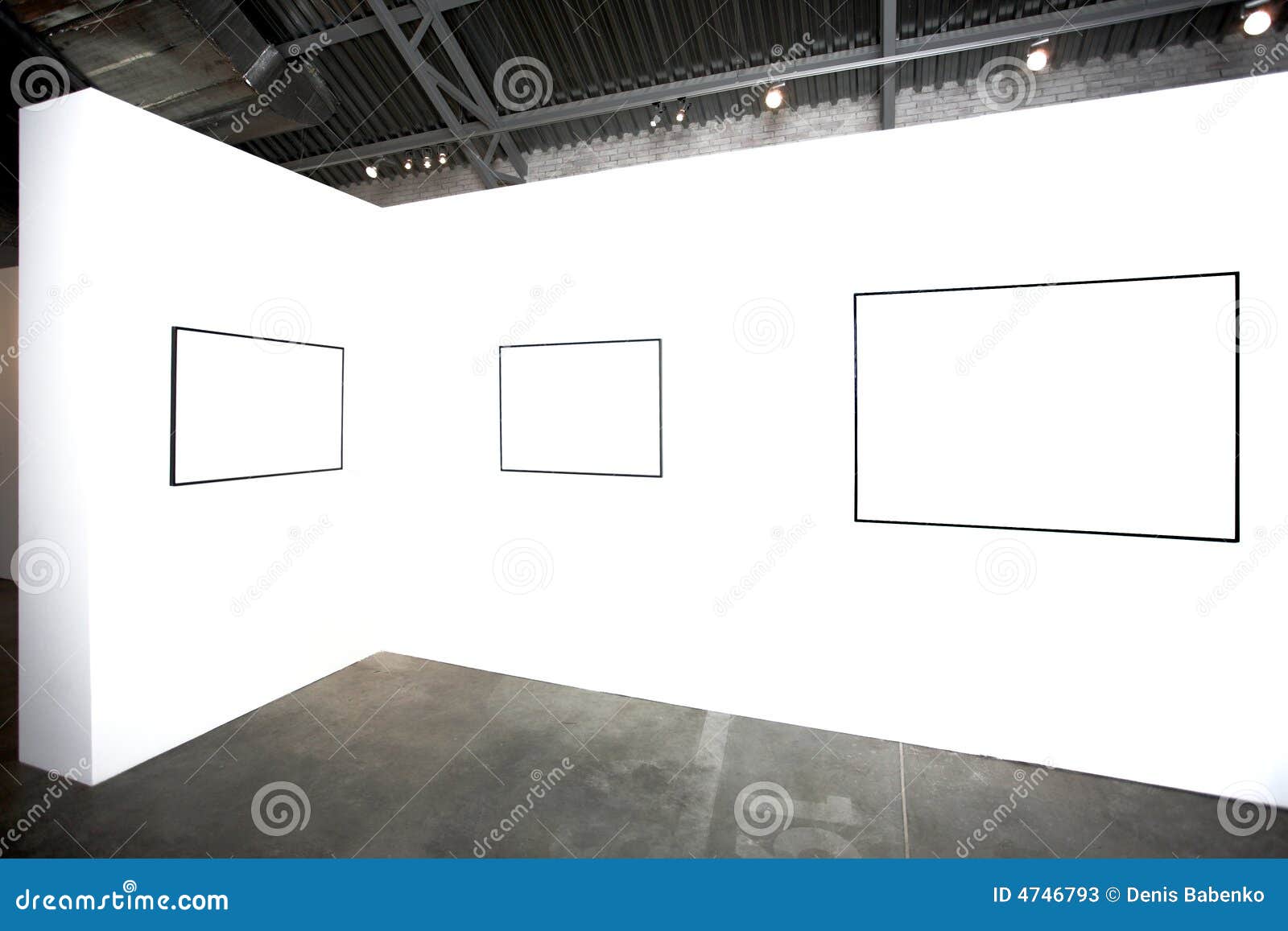 Three Empty Frames on White Wall Stock Image - Image of exhibition ...