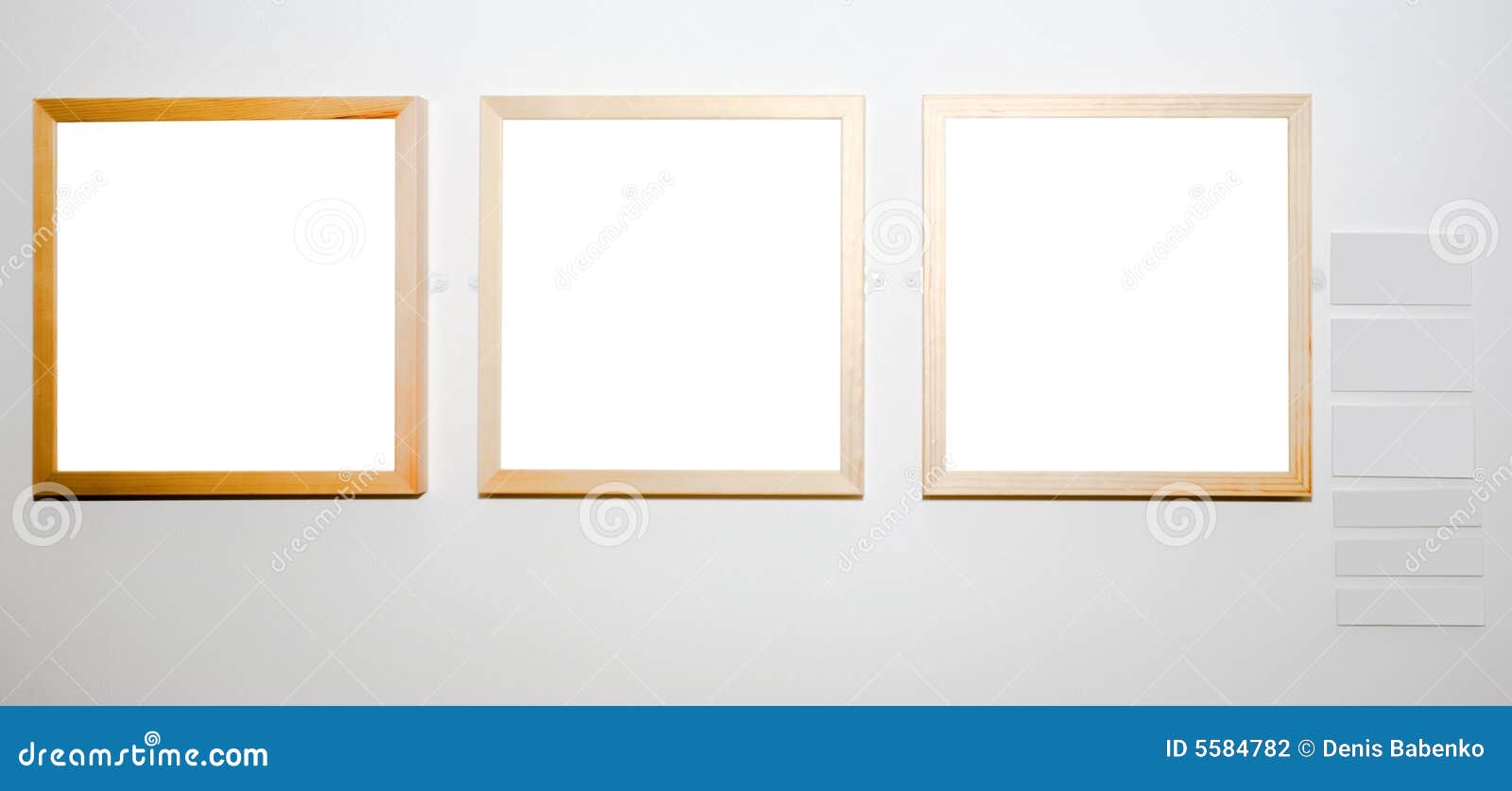 Three Empty Frames on White Wall Stock Photo - Image of horizontal ...