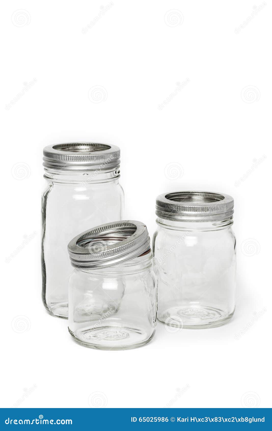 Three empty glass jar stock photo. Image of cover, filling - 65025986