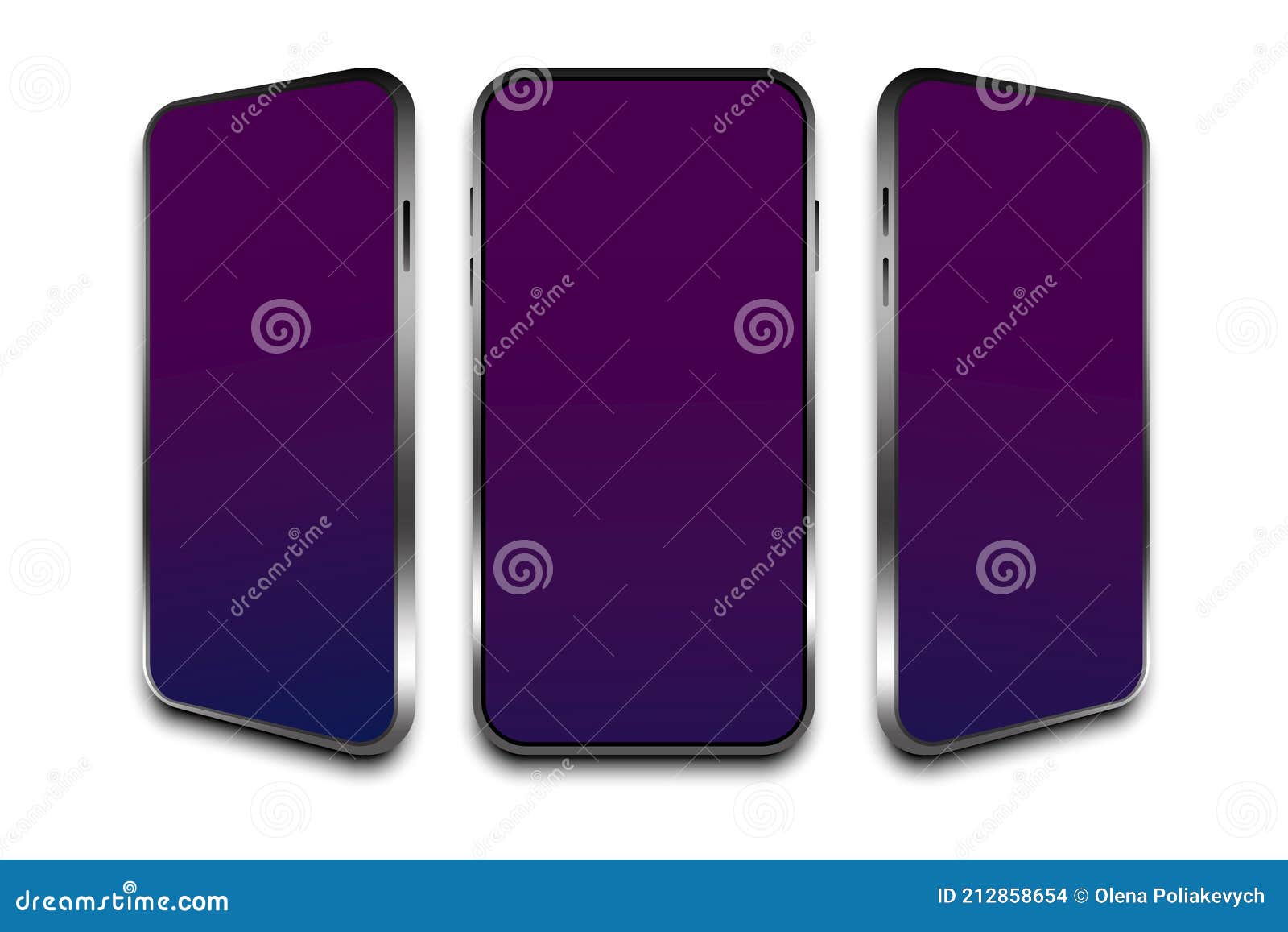 Three Empty Phones for Banner Design. Isometric Vector Illustration ...