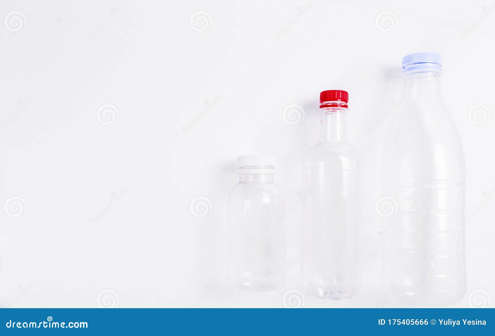 Three Empty Plastic Bottles on a White Background Stock Photo - Image ...