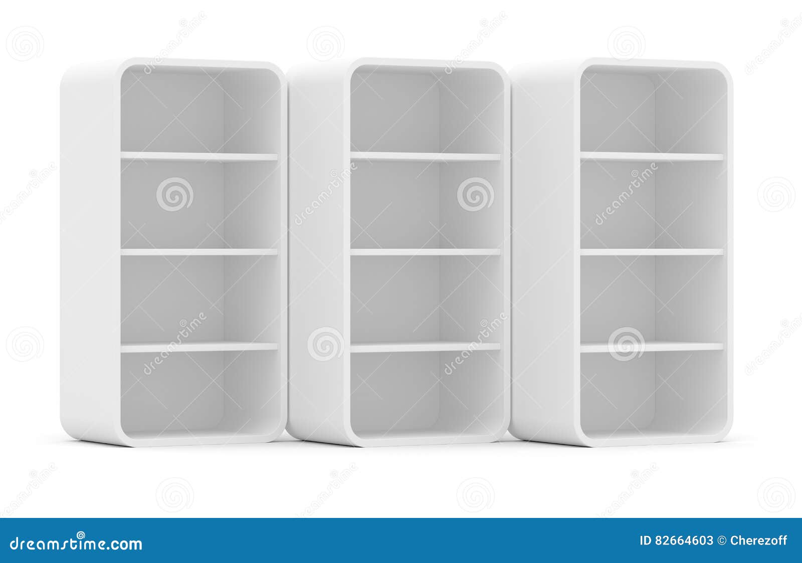 Three Empty Rotated Retail Shelves. Front View Stock Illustration ...