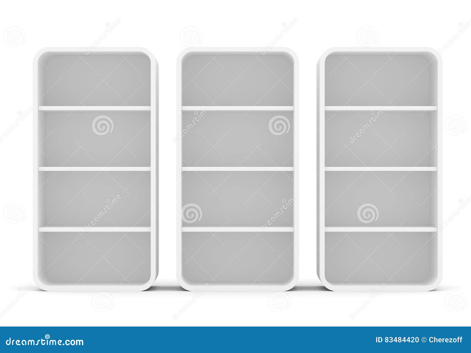 Three Empty Rotated Retail Shelves. Front View Stock Illustration ...