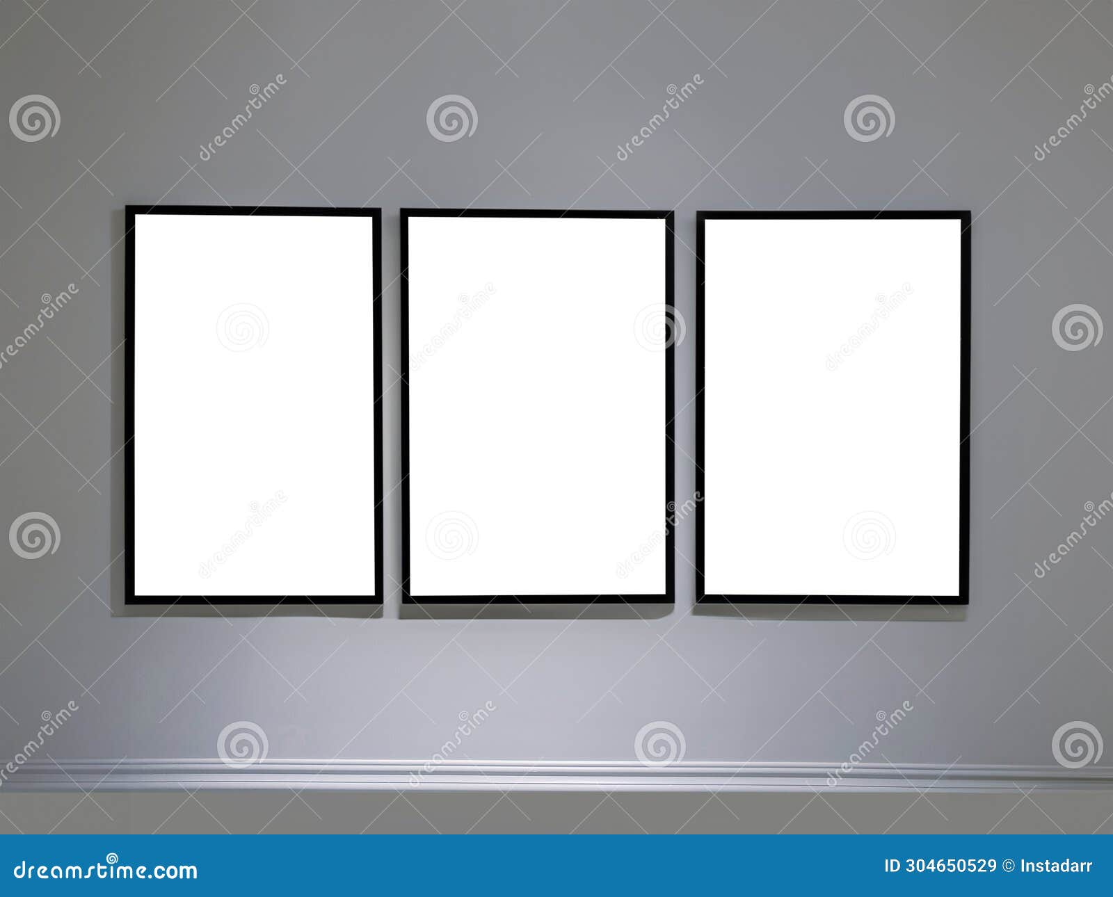 Three Empty Vertical Picture Frames Hanging on White Wall, Wall Art ...