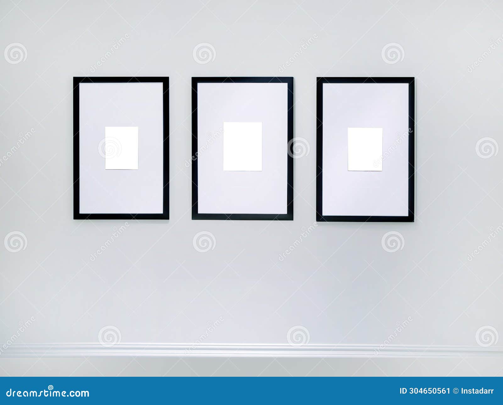 Three Empty Vertical Picture Frames Hanging on White Wall, Wall Art ...