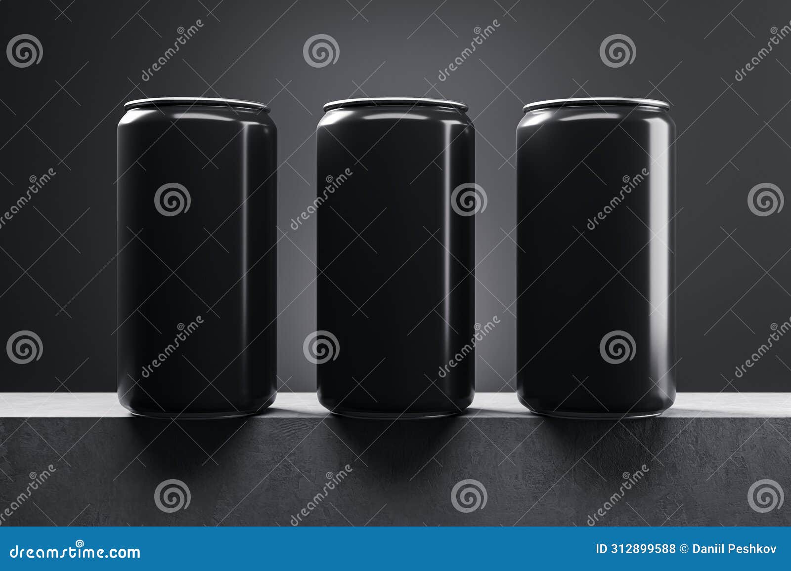 Three Empty White Drink Cans on Light Background with Mock Up Place ...