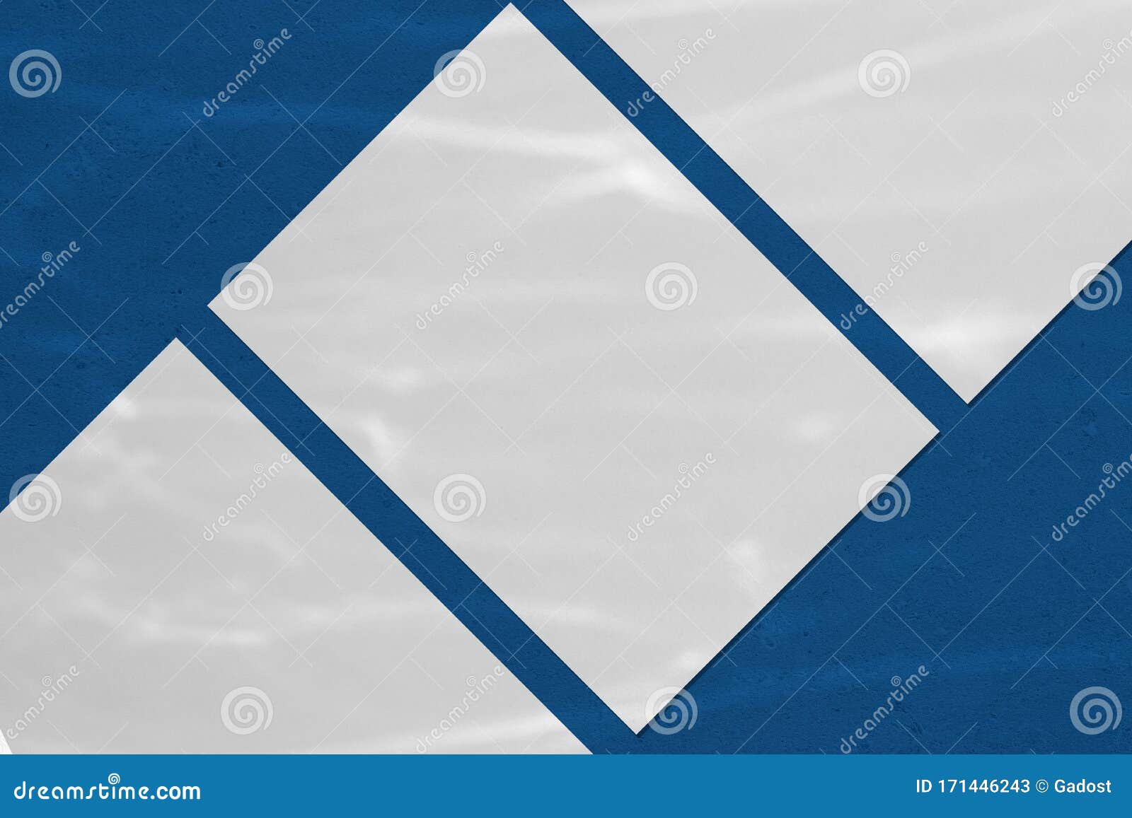 Three Empty White Vertical Rectangle Poster Mockups with Water Texture ...