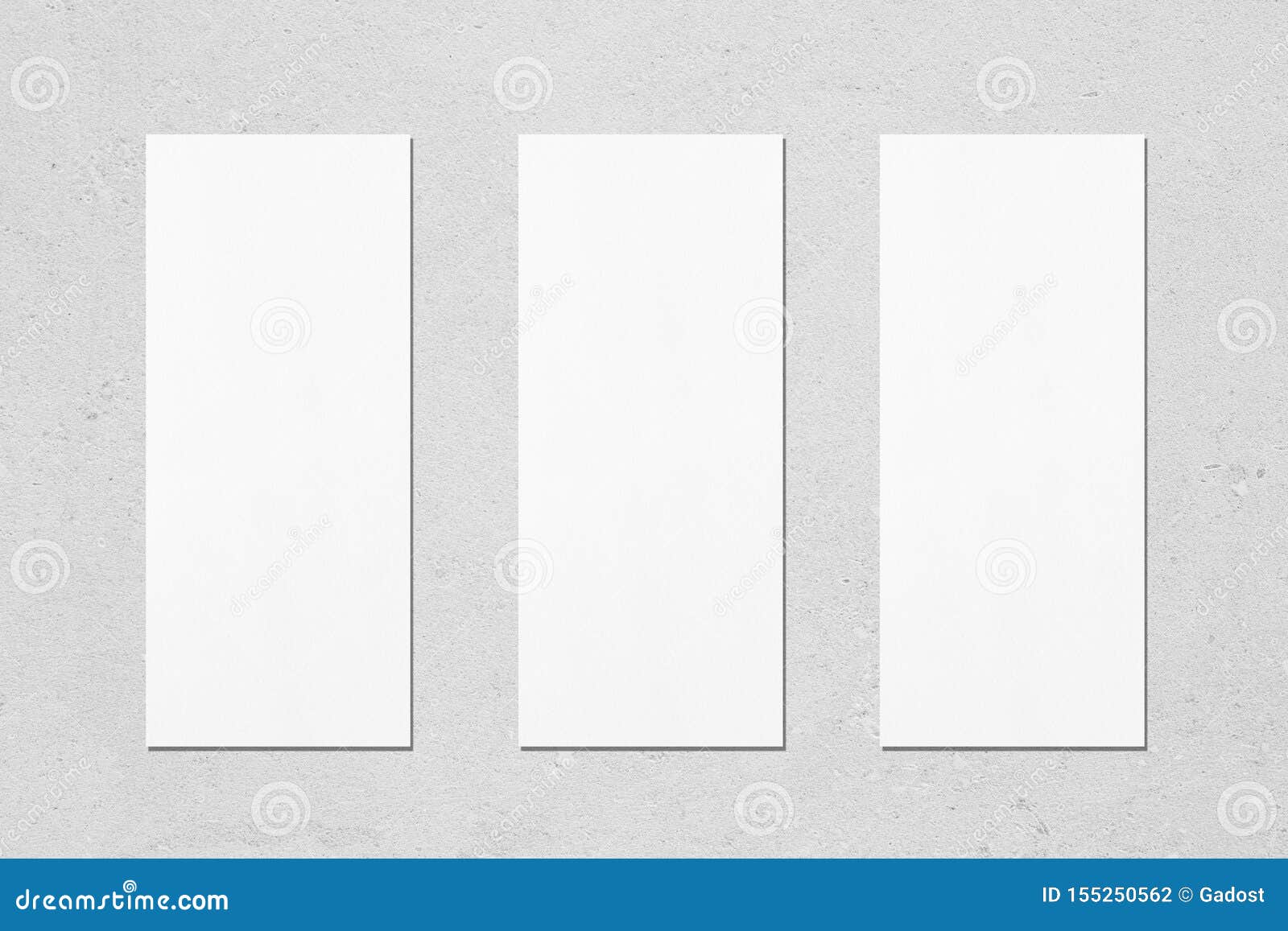Three Empty White Vertical Rectangle Poster Menu Mockups Stock Photo ...