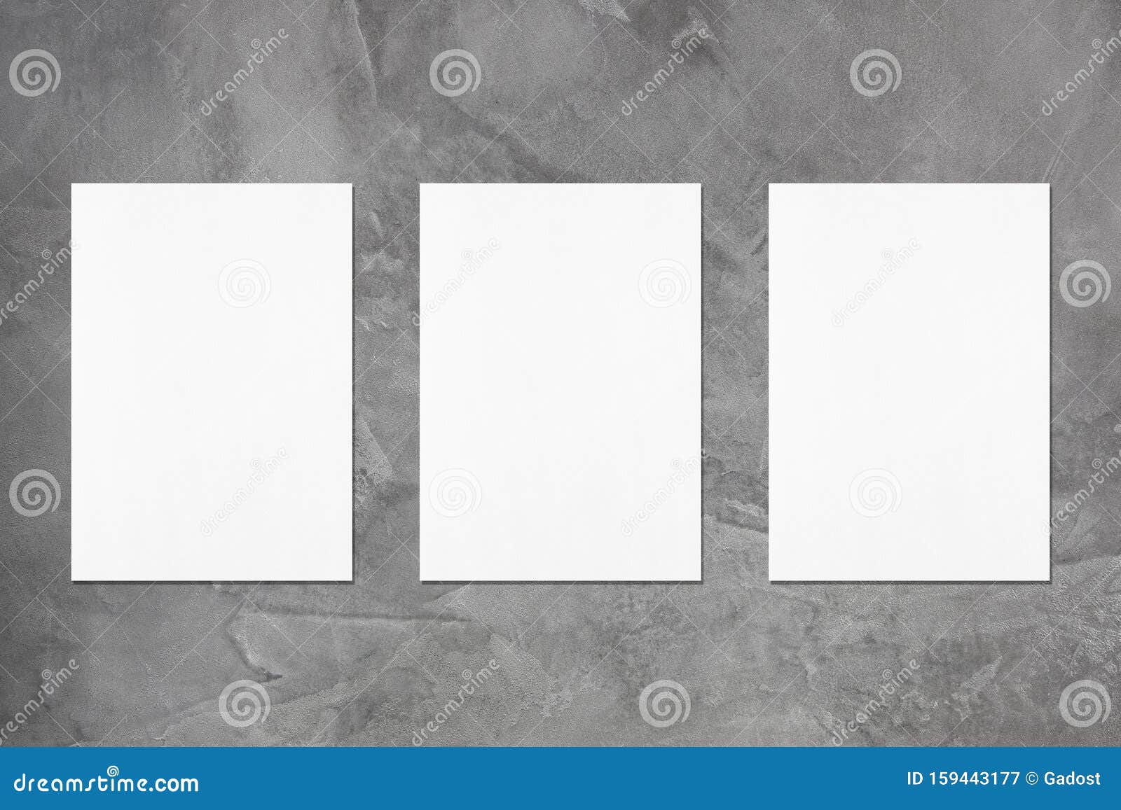 Three Empty White Vertical Rectangle Poster Mockups Stock Image - Image ...