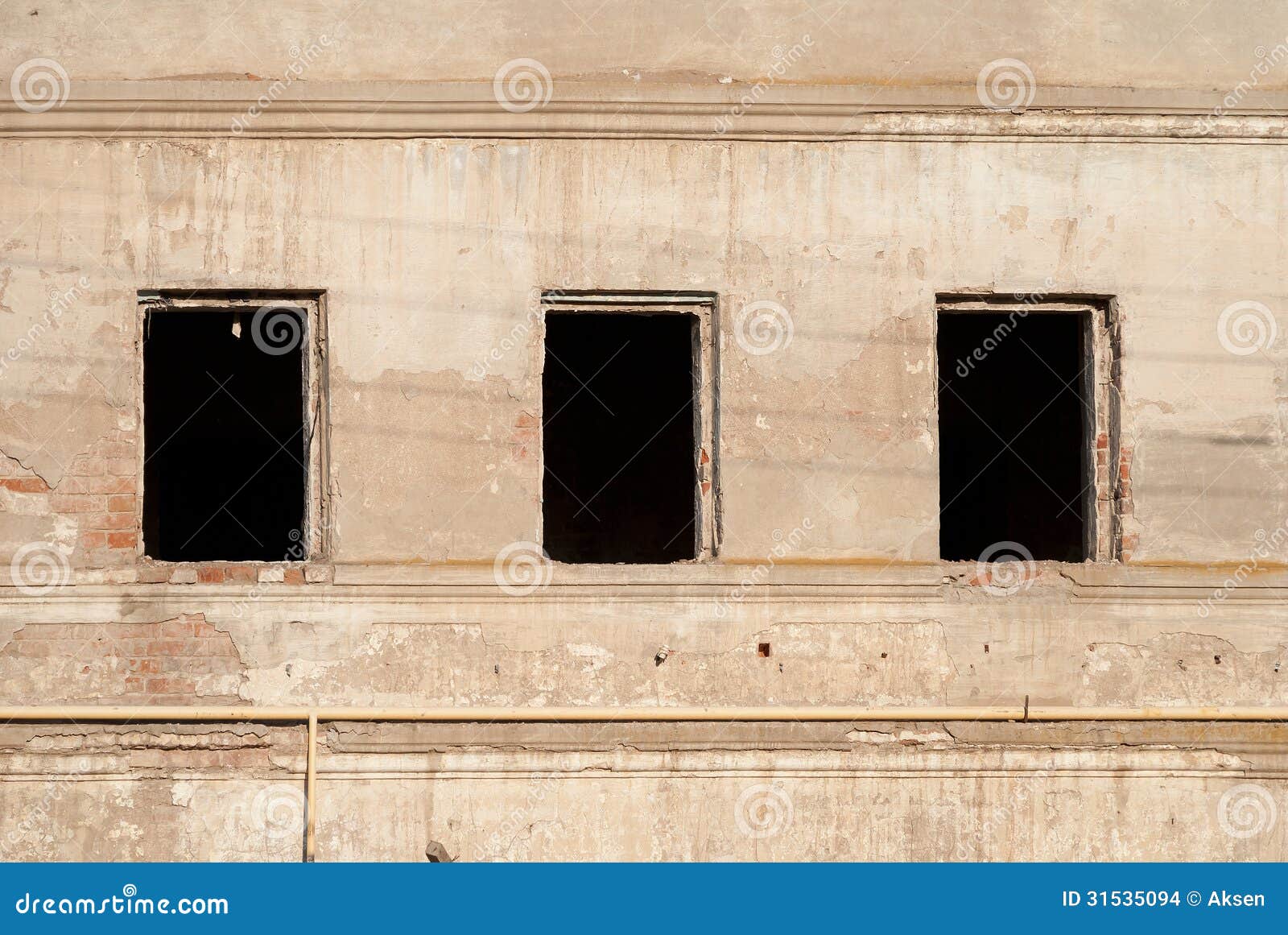 Three empty window stock photo. Image of texture, wall - 31535094