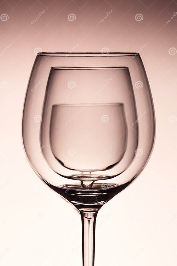 Three Empty Wineglass for Red Wine on Diffusion Lit Background in ...