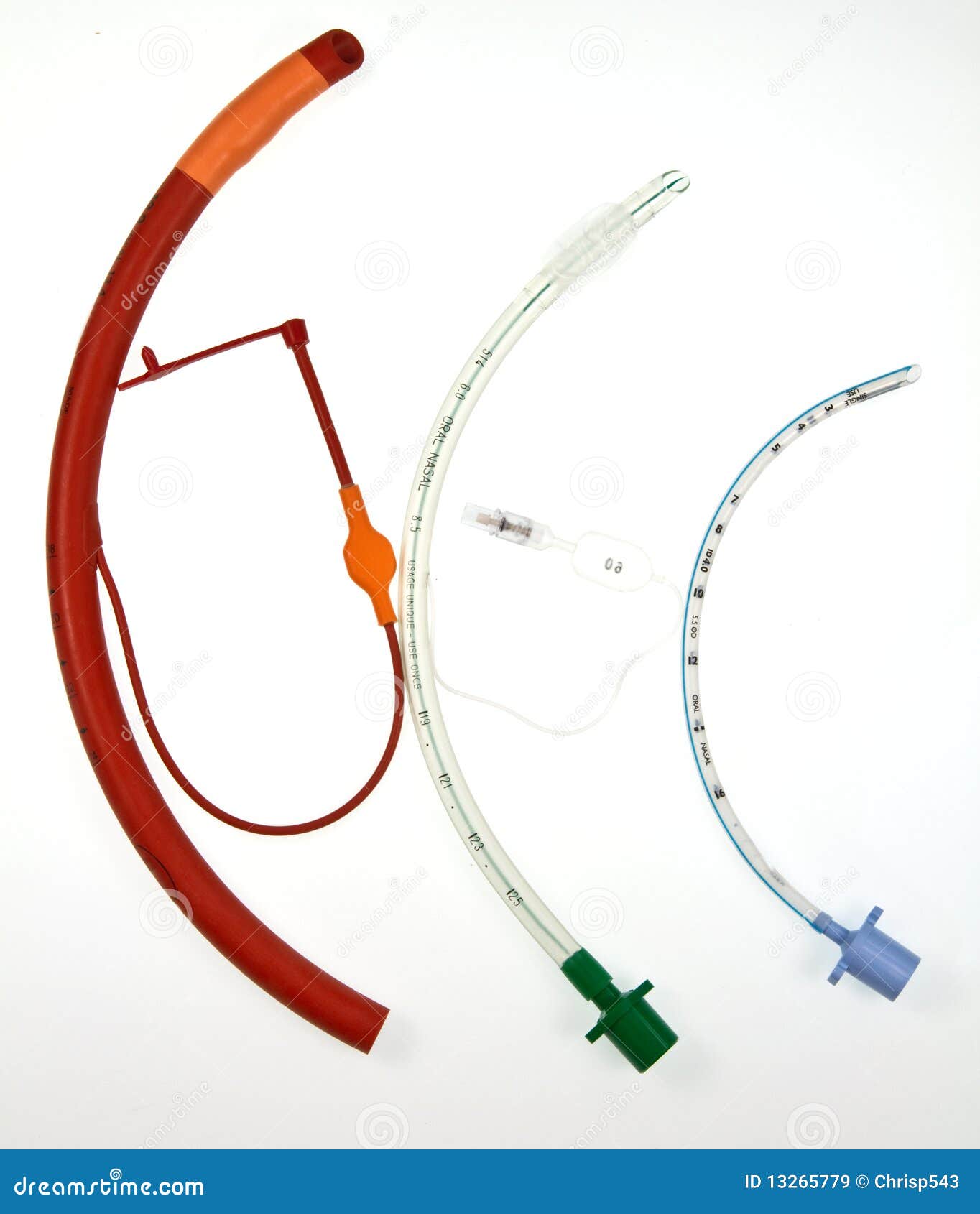 Three Endotracheal Tubes of Various Designs Stock Image - Image of ...