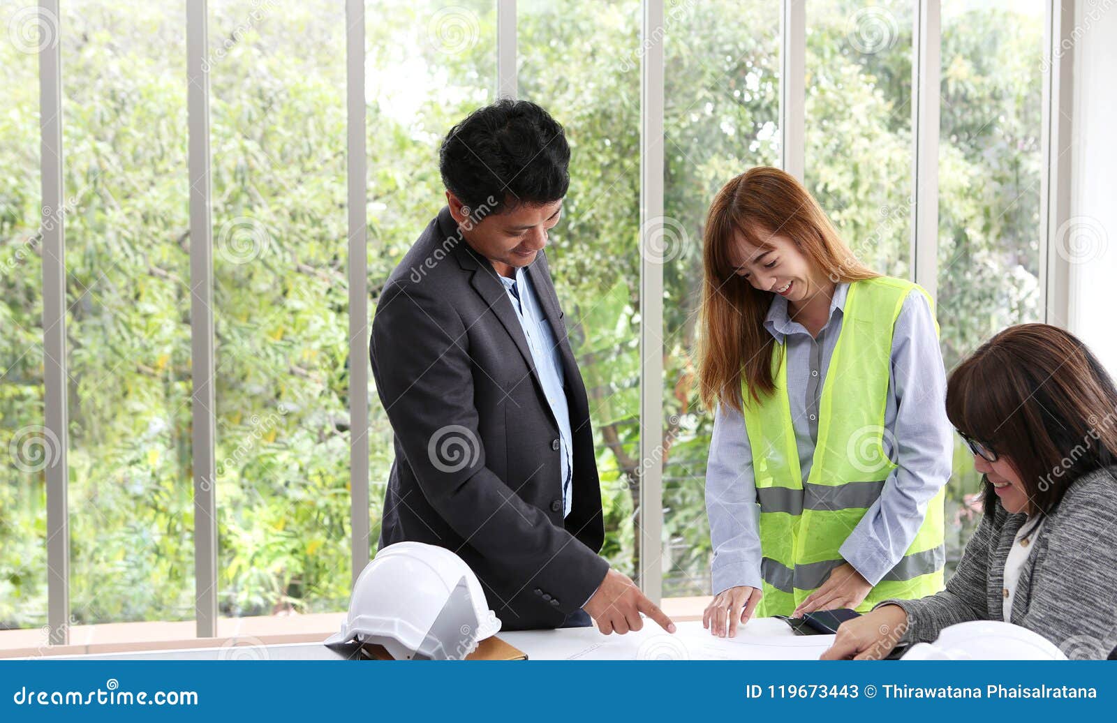 Three Engineers Discussing Work in Meeting Room at the Office. Stock ...