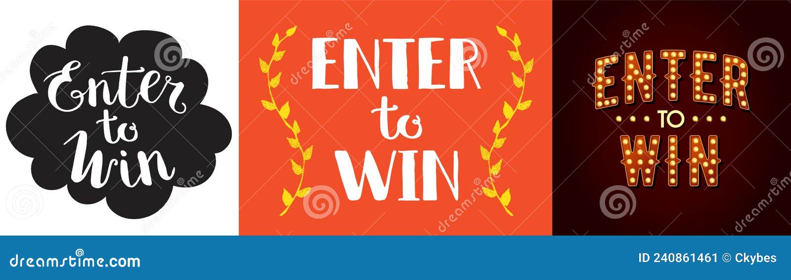 Three Enter To Win Sign Set. Vector Illustration Stock Vector ...