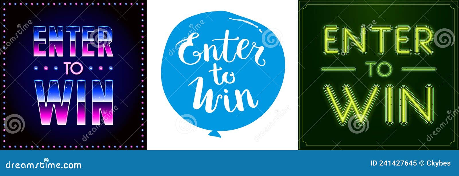 Three Enter To Win Sign Set. Vector Illustration Stock Vector ...