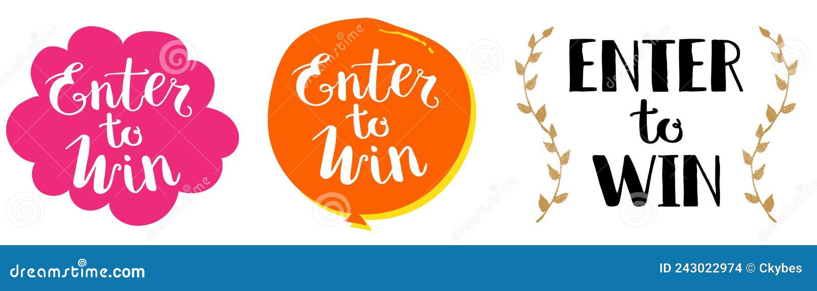 Three Enter To Win Sign Set. Vector Illustration Stock Illustration ...