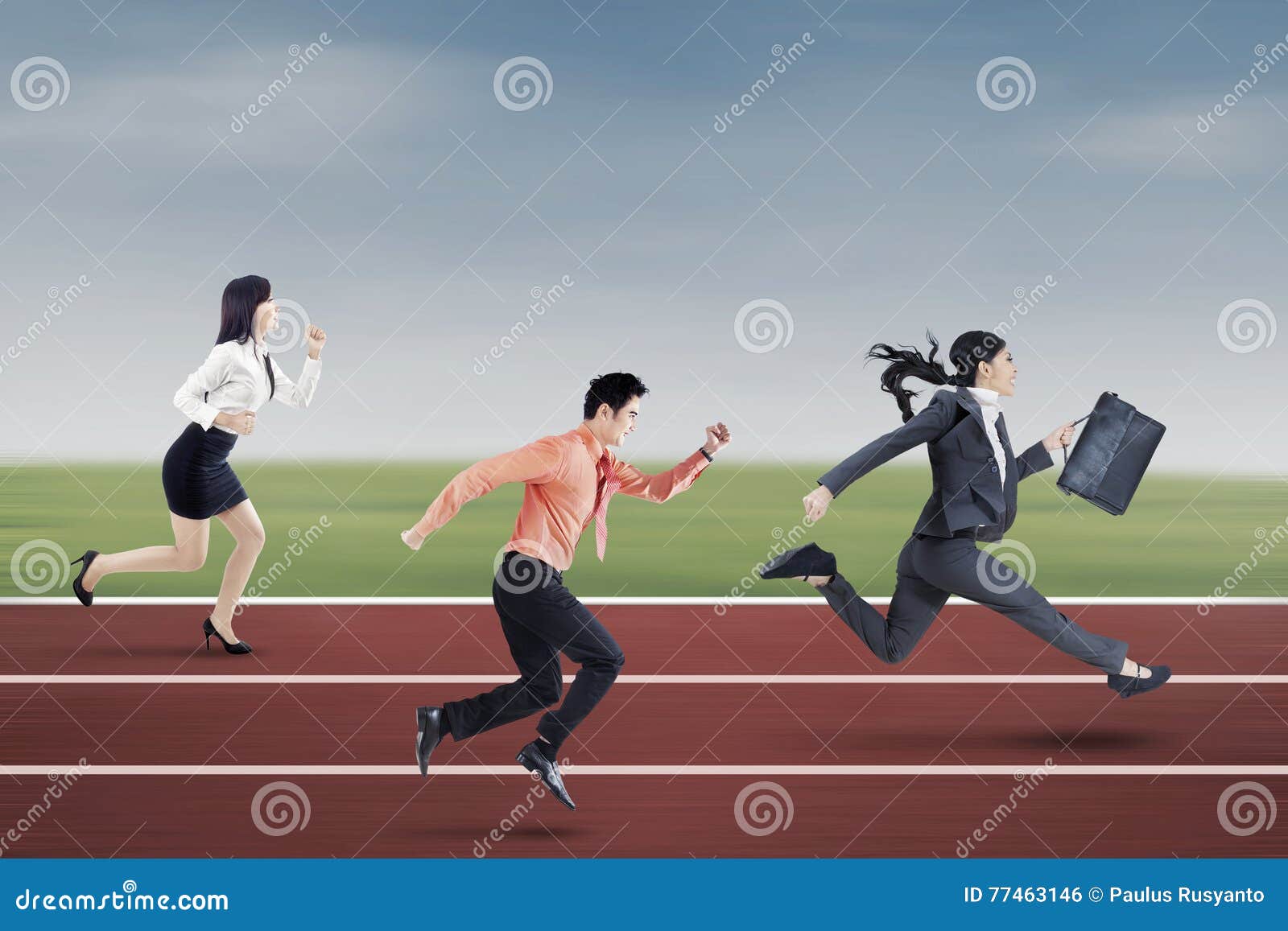 Three Entrepreneurs Running on the Track Stock Photo - Image of effort ...