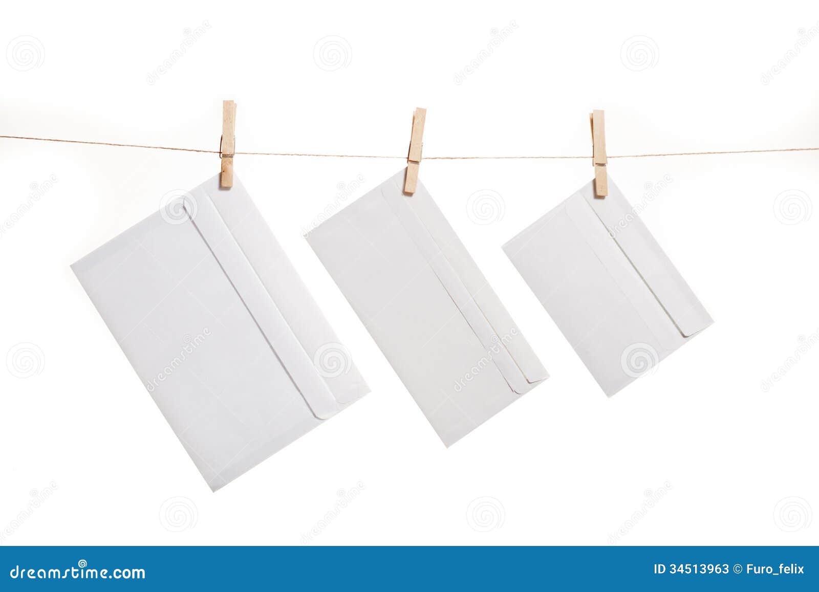 Three envelopes stock image. Image of send, clothespin - 34513963