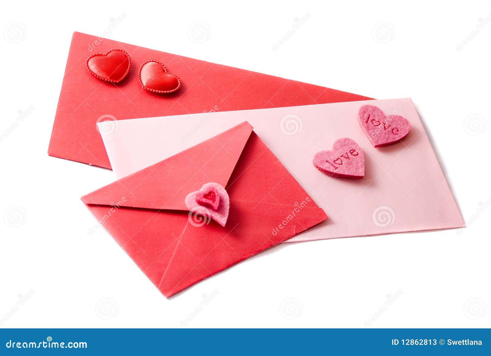 Three Envelopes with Hearts Stock Image - Image of three, valentine ...