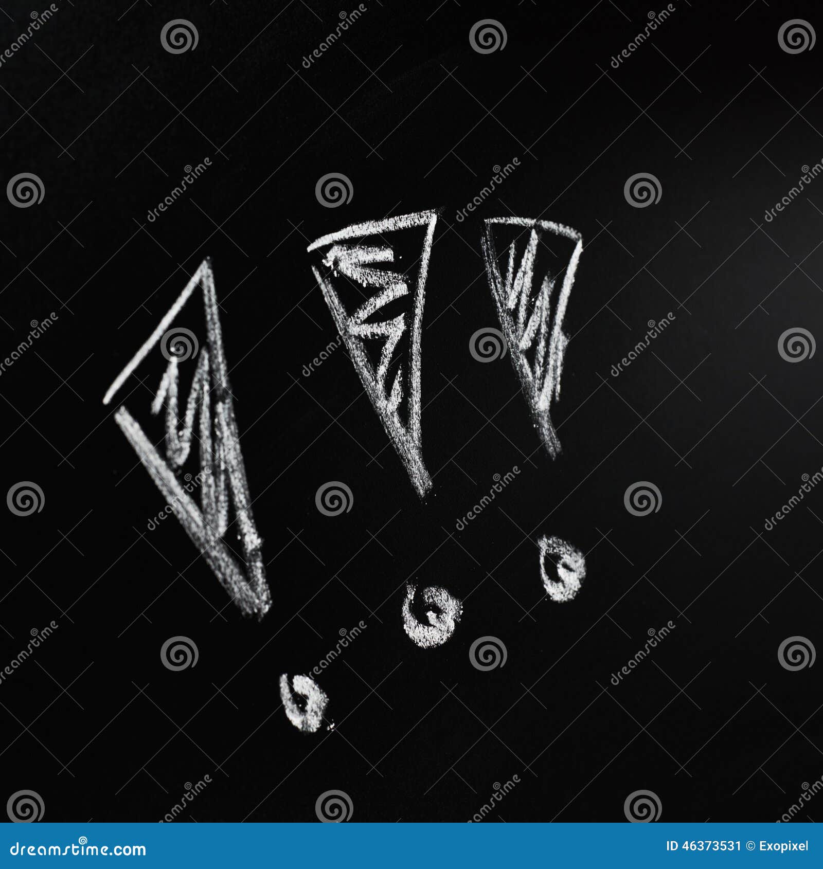 Three Exclamation Marks on the Blackboard Stock Image - Image of ...