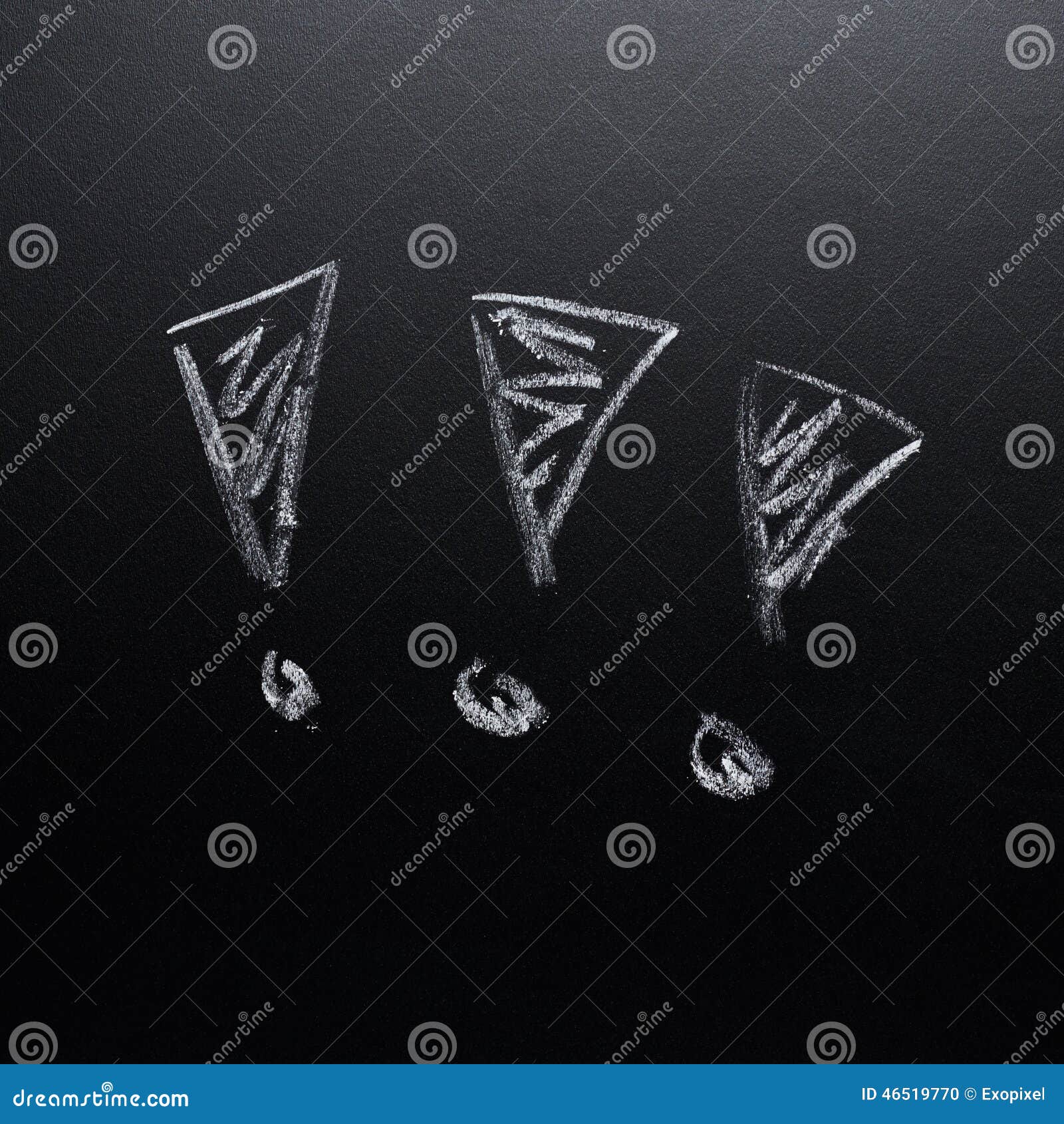 Three Exclamation Marks on the Blackboard Stock Photo - Image of ...