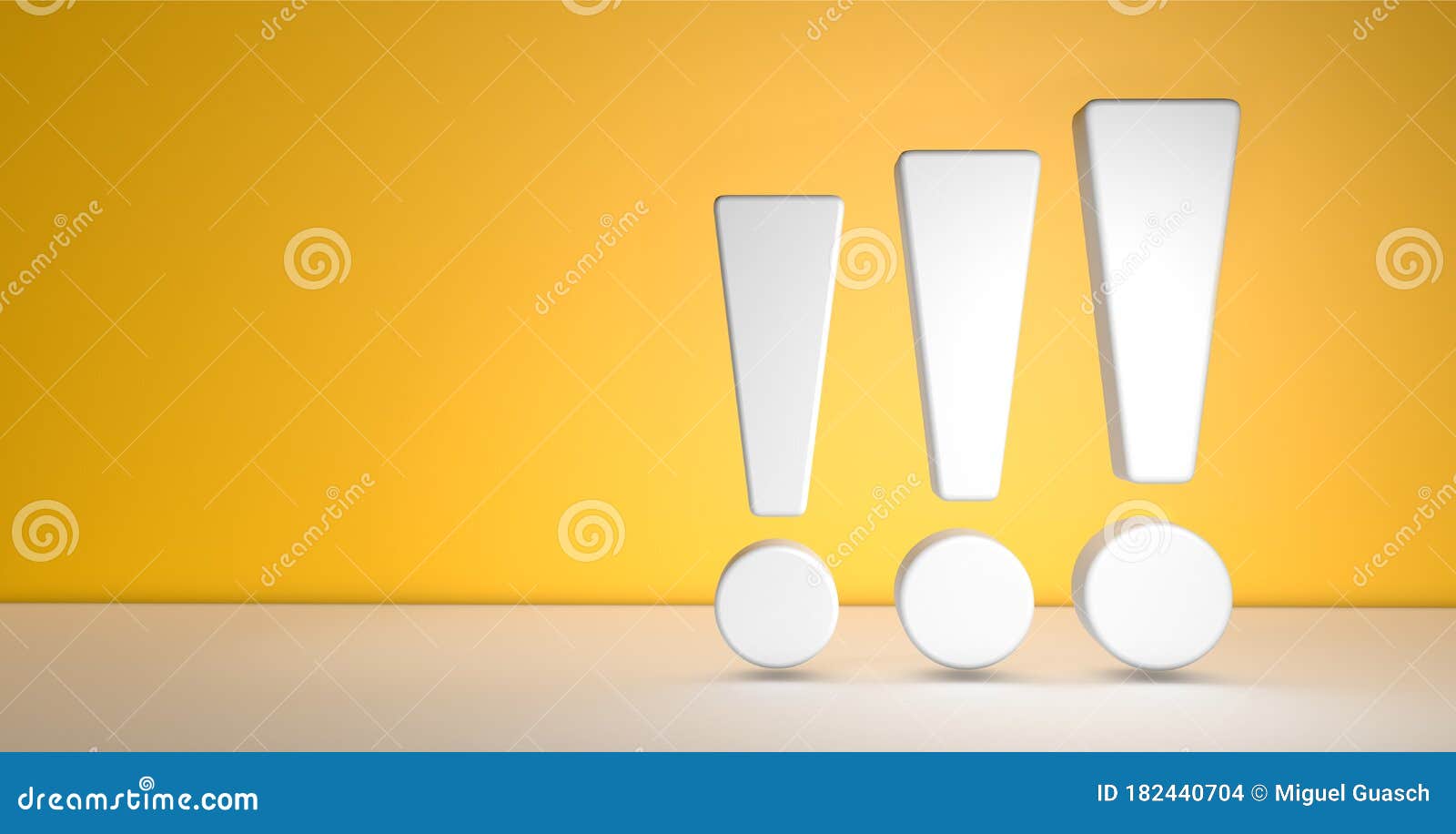 Three Exclamation Marks on Yellow Background Stock Illustration ...