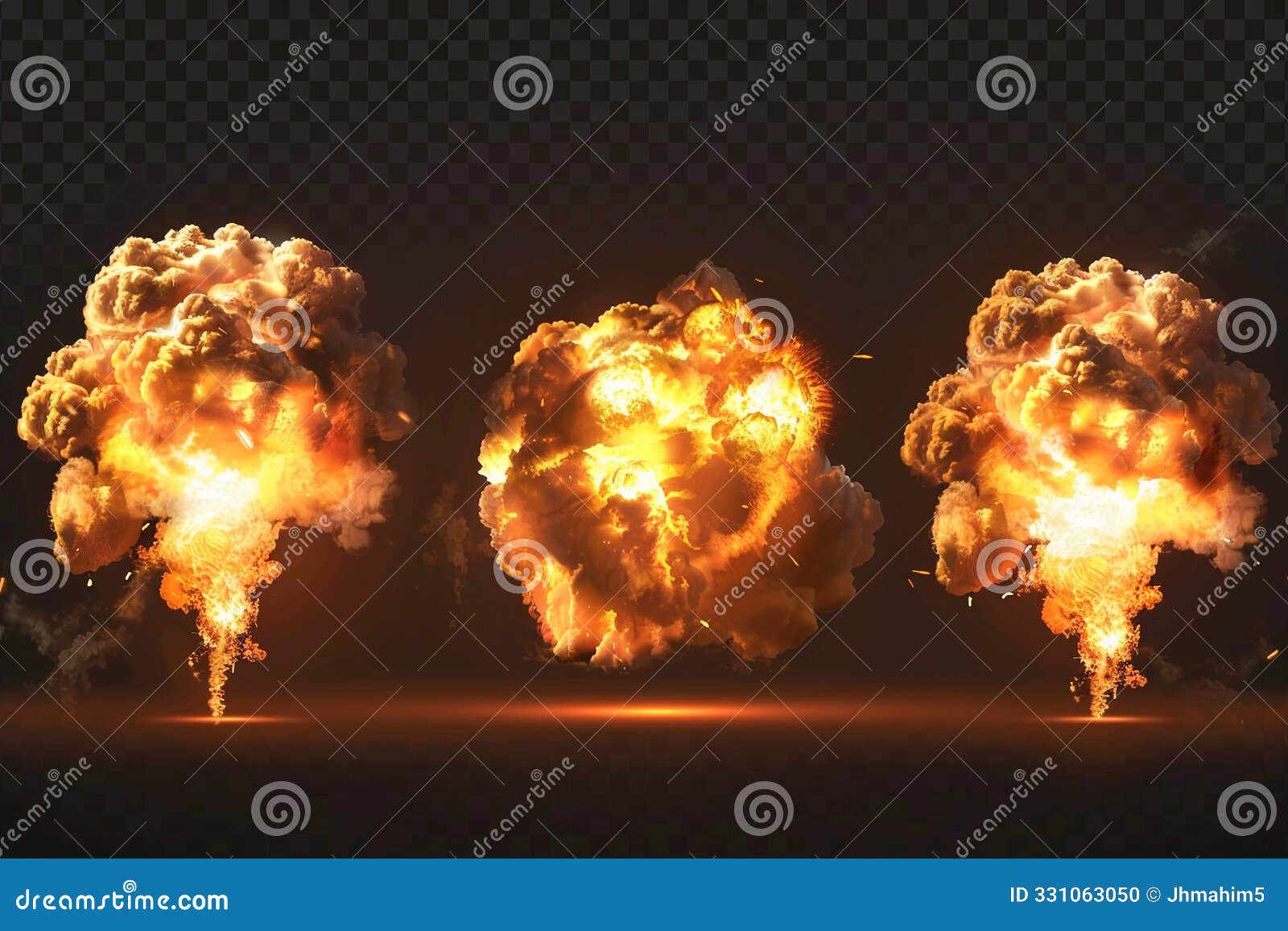 Three Explosions in the Dark Stock Illustration - Illustration of heat ...
