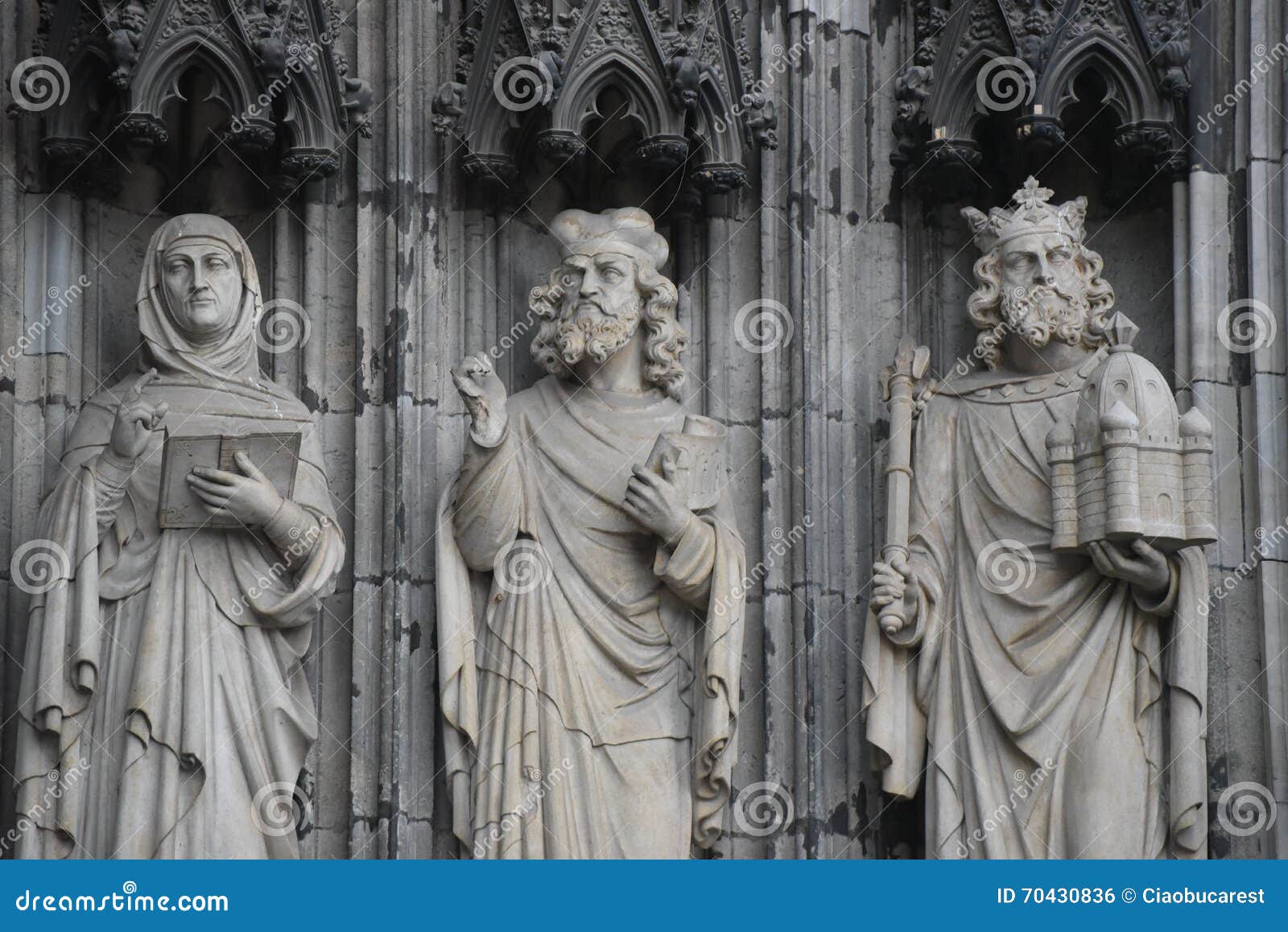 Three Exterior Statues, Cologne Cathedral, Germany Editorial Photo ...