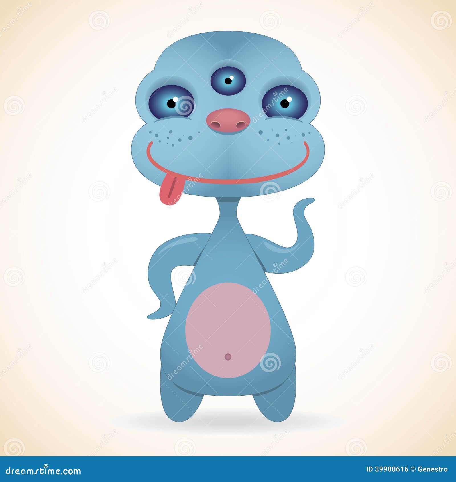 Three-eyed blue monster stock vector. Illustration of crazy - 39980616
