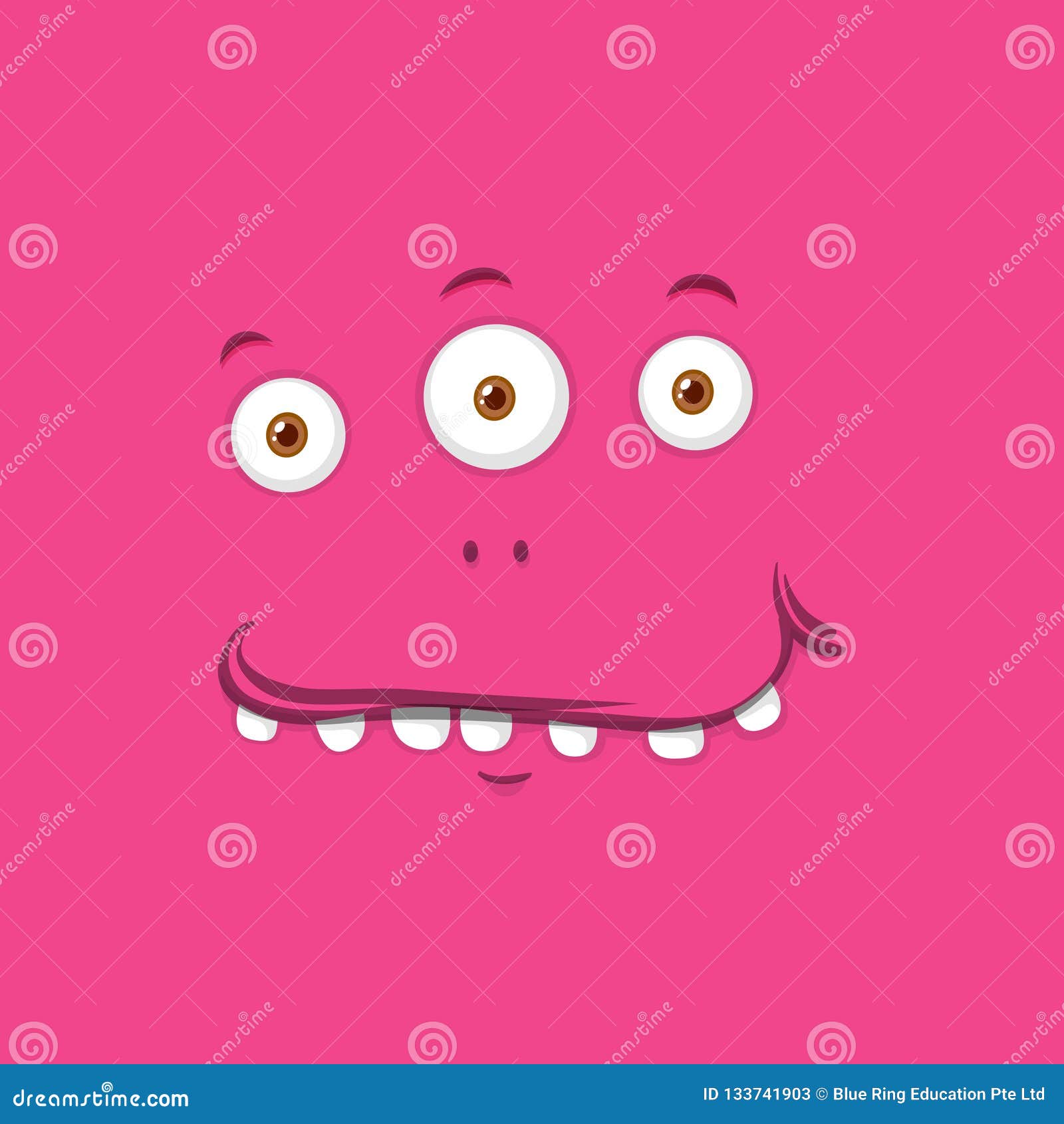 Three eyed monster face stock illustration. Illustration of cute ...