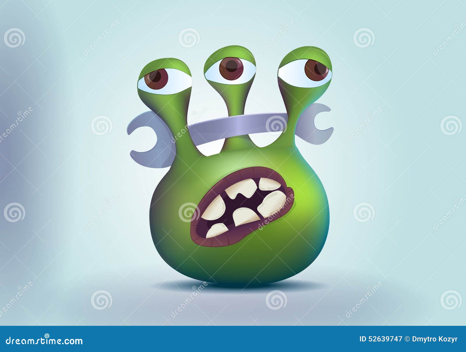 Three eyes alien monster stock illustration. Illustration of tooth ...