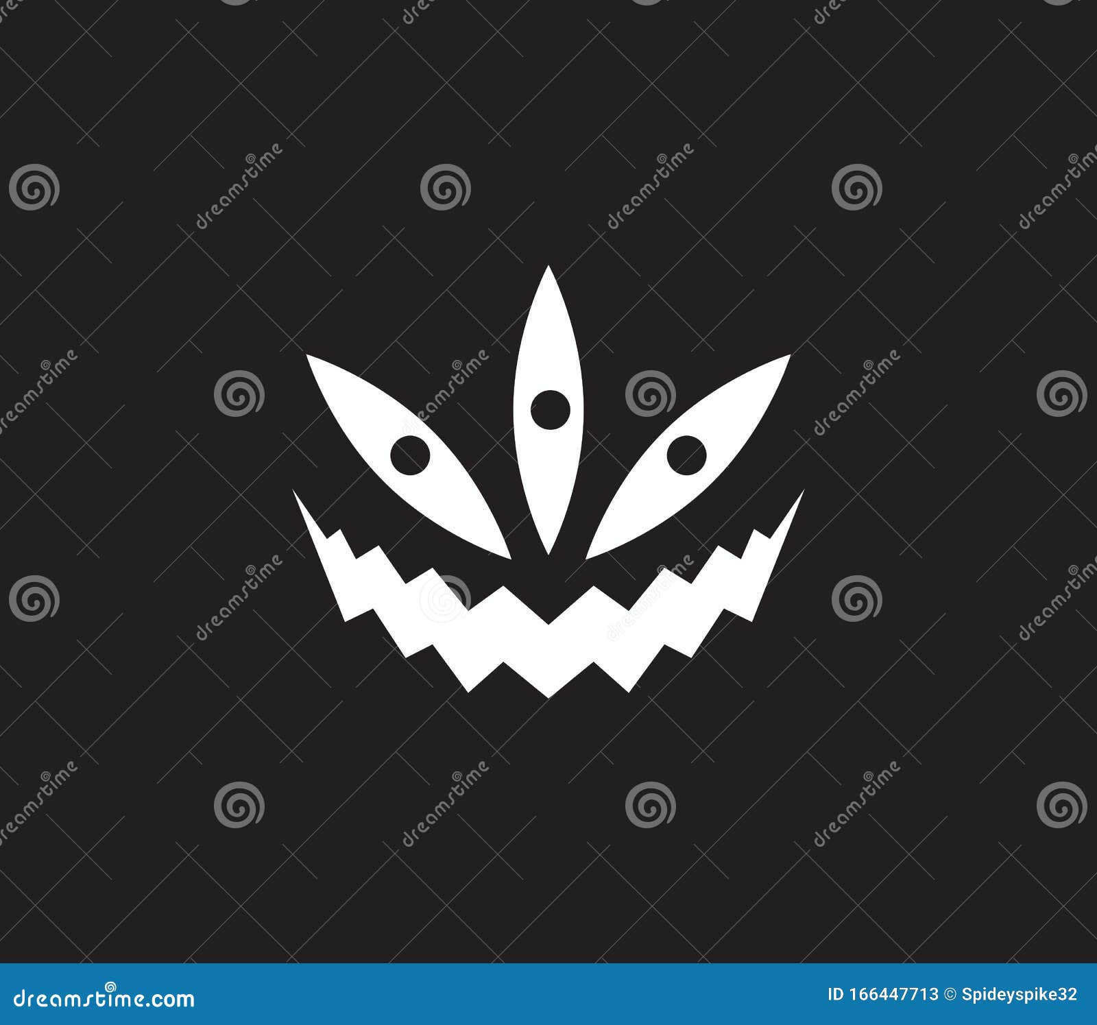 Three Eyes Monster with Scary Smile Stock Illustration - Illustration ...