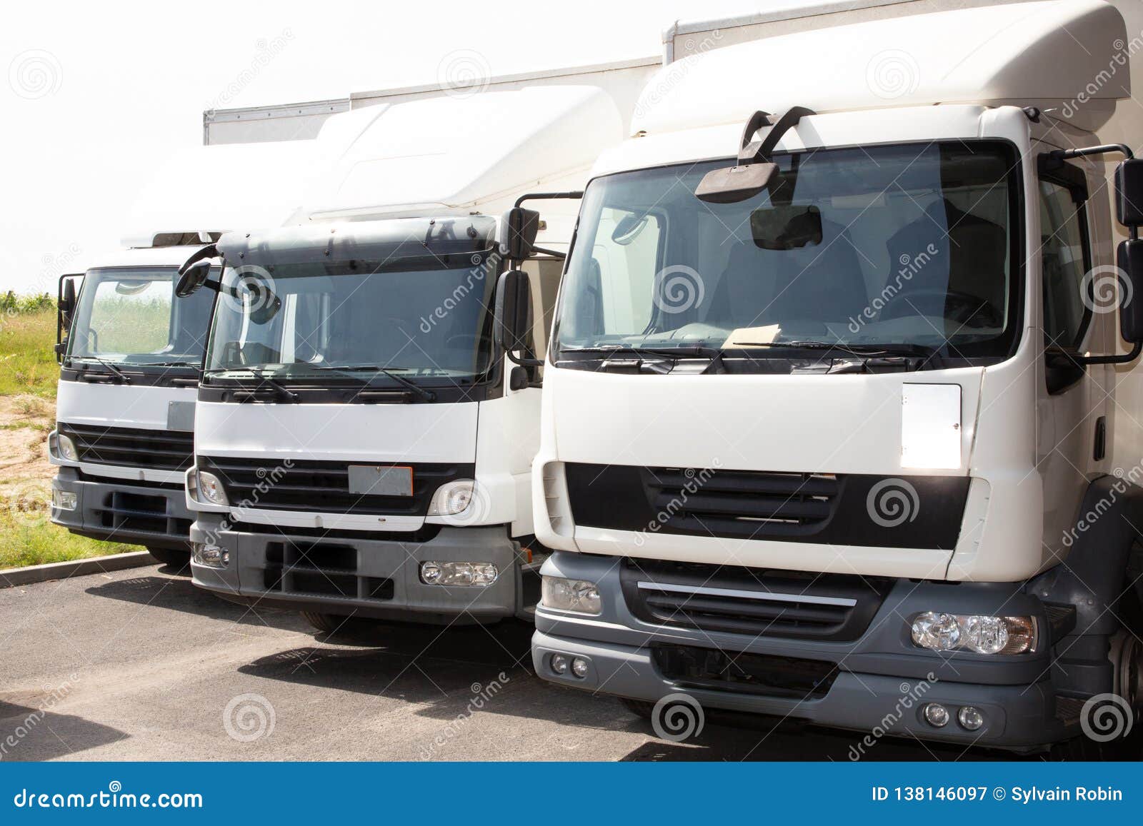 Three Face Truck White for Delivery Front of Warehouse Stock Image ...
