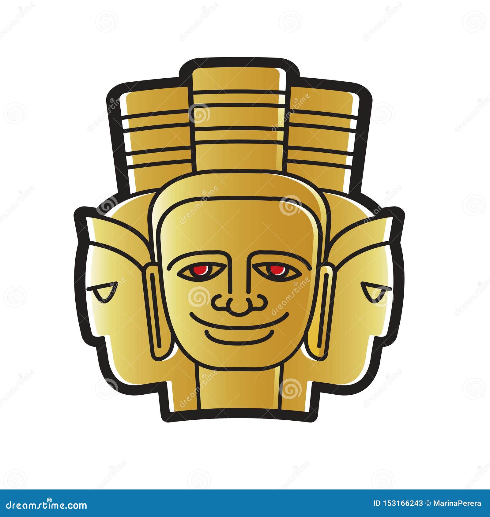 Three Faced Mask With Red Eyes Drawing Cartoon Vector | CartoonDealer ...